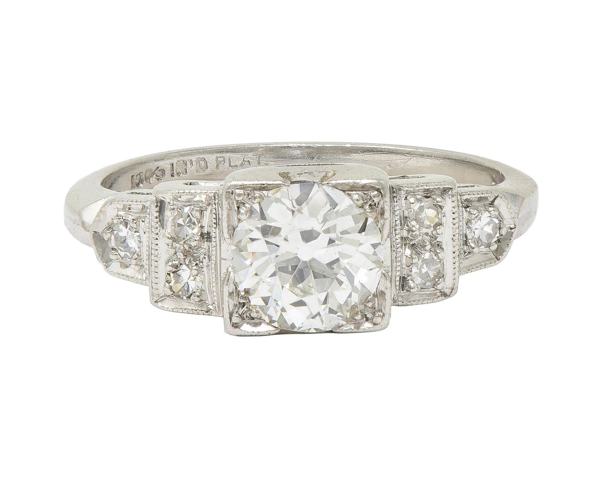 Art Deco 0.95 CTW Old European Diamond Platinum Vintage Stepped Engage