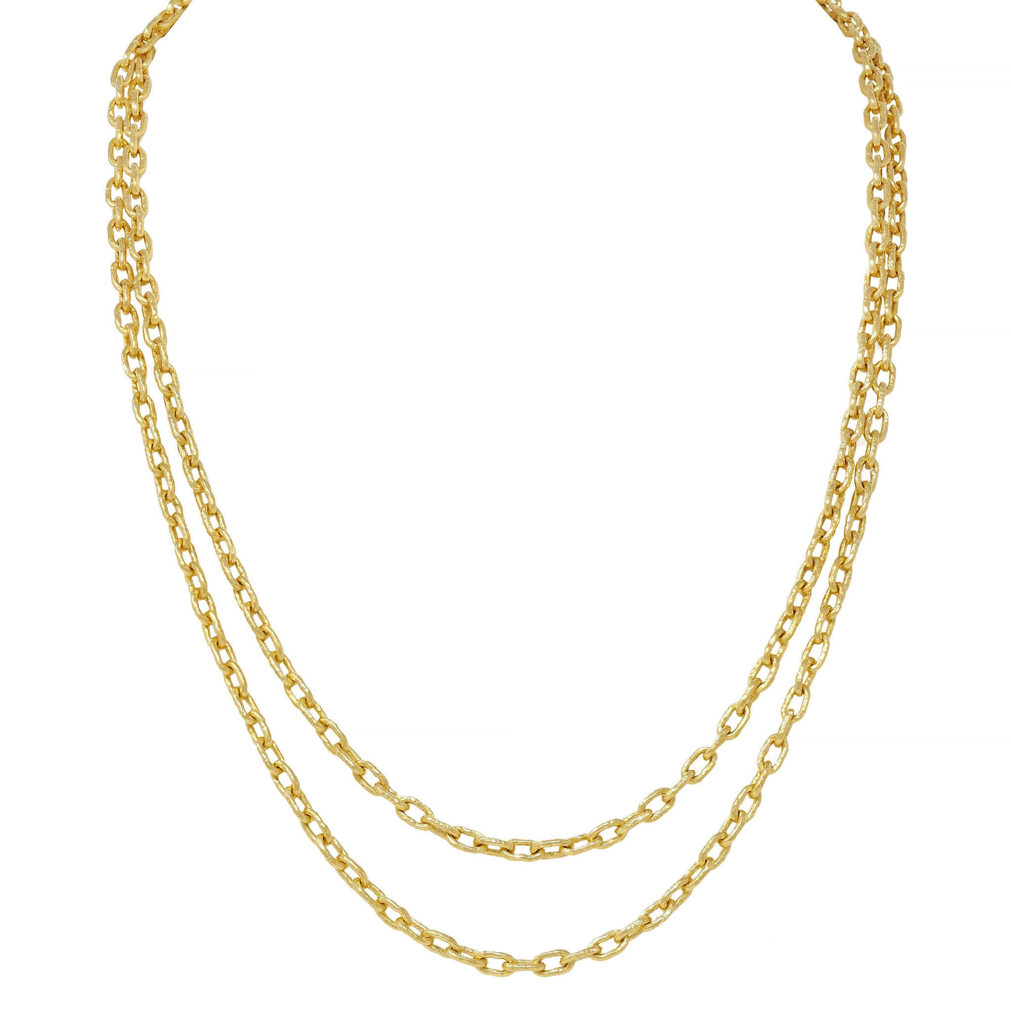 Elizabeth Locke Contemporary 19 Karat Yellow Gold Hammered Cable Link