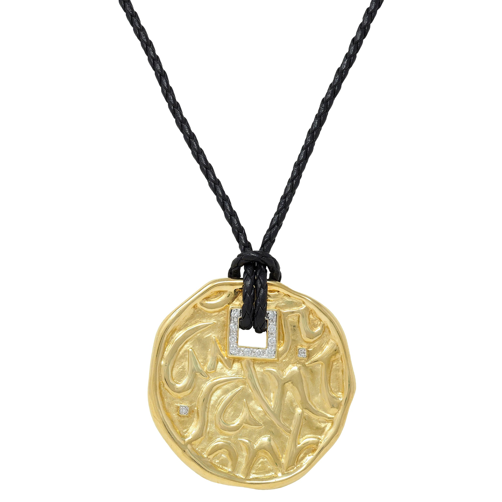 SeidenGang 2000's Diamond 18 Karat Yellow Gold Leather Cord Circle Of