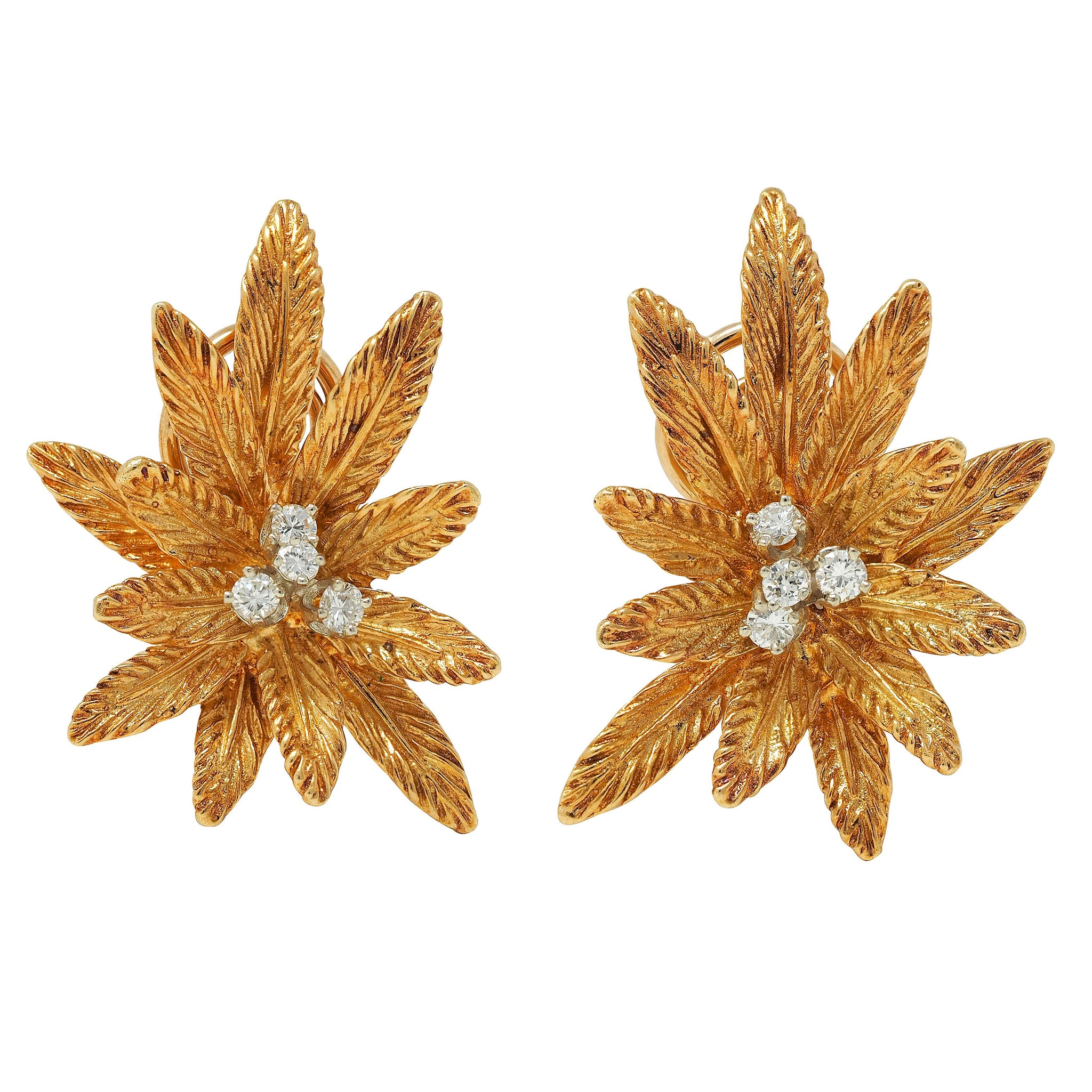 Tiffany & Co. Mid-Century Diamond 18 Karat Two-Tone Gold Vintage Flowe
