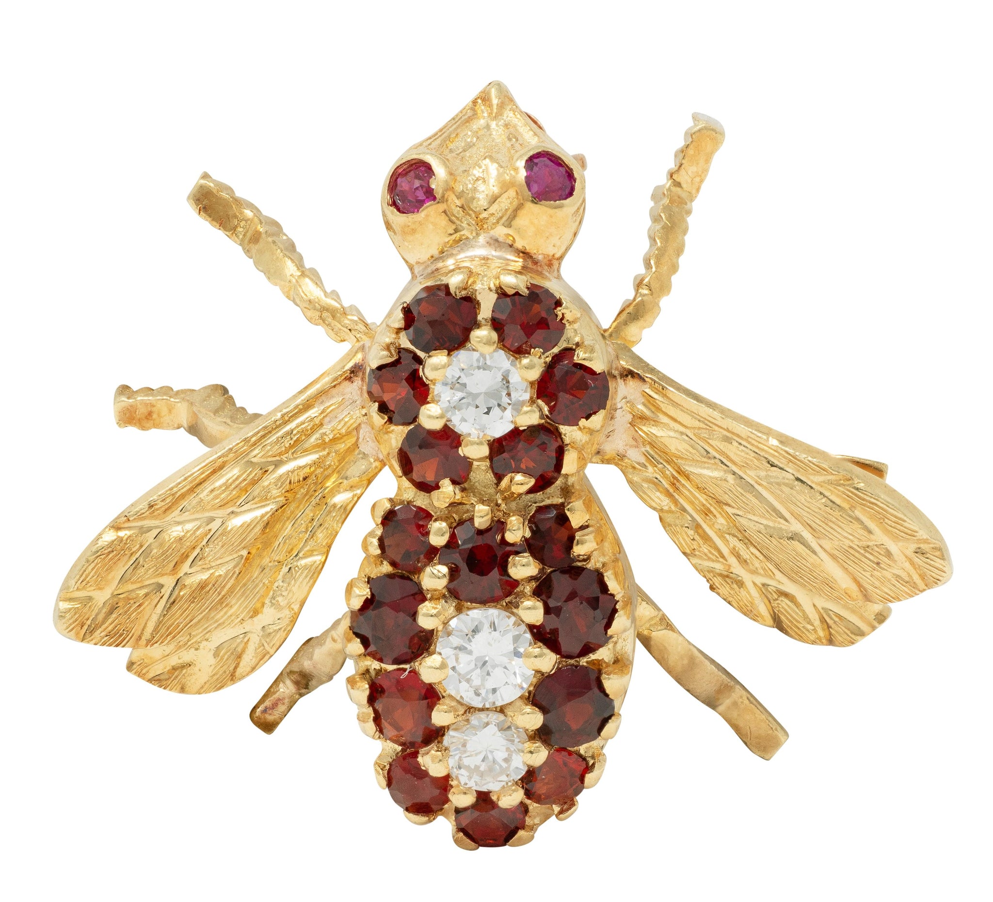 Rosenthal 1960's Diamond Ruby Citrine 18 Karat Yellow Gold Vintage Bee
