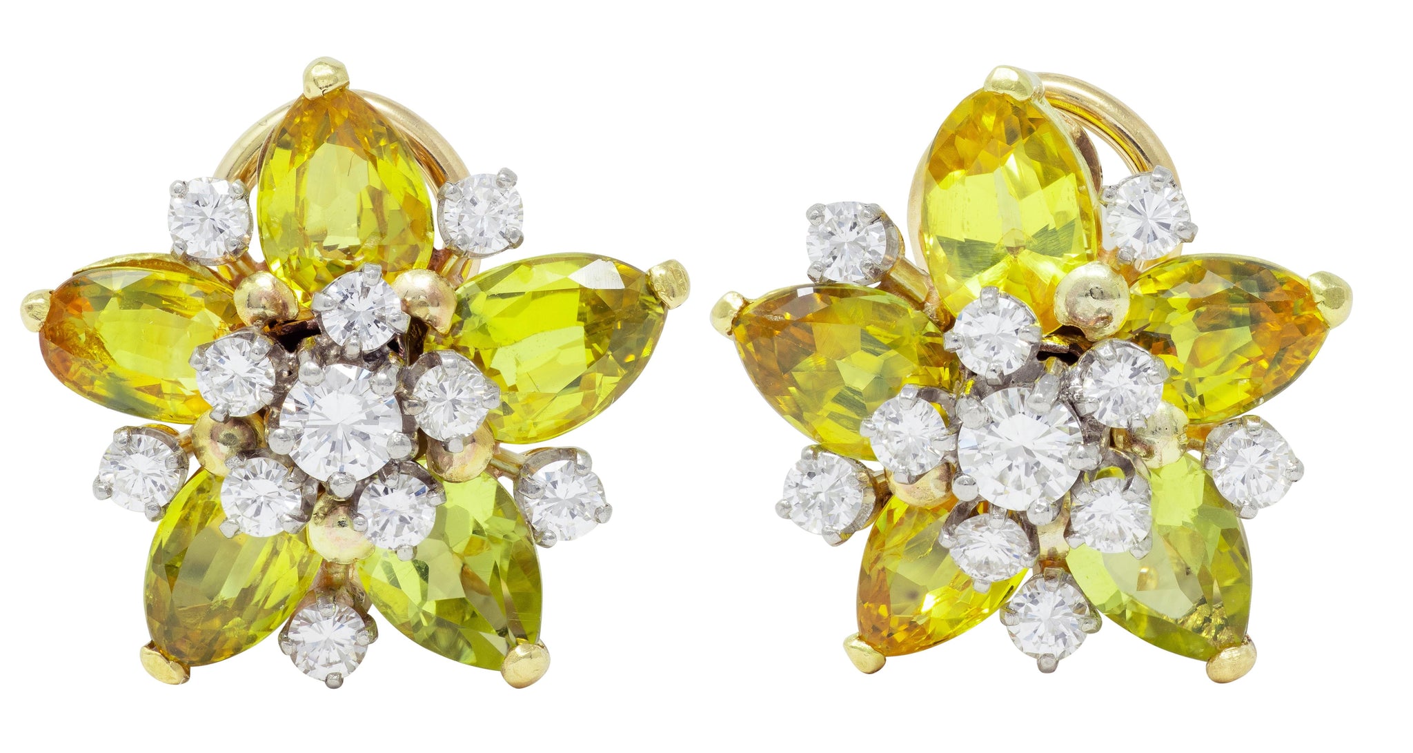 1950's Diamond Lemon Quartz Platinum 18 Karat Gold Tremblant Star Vint