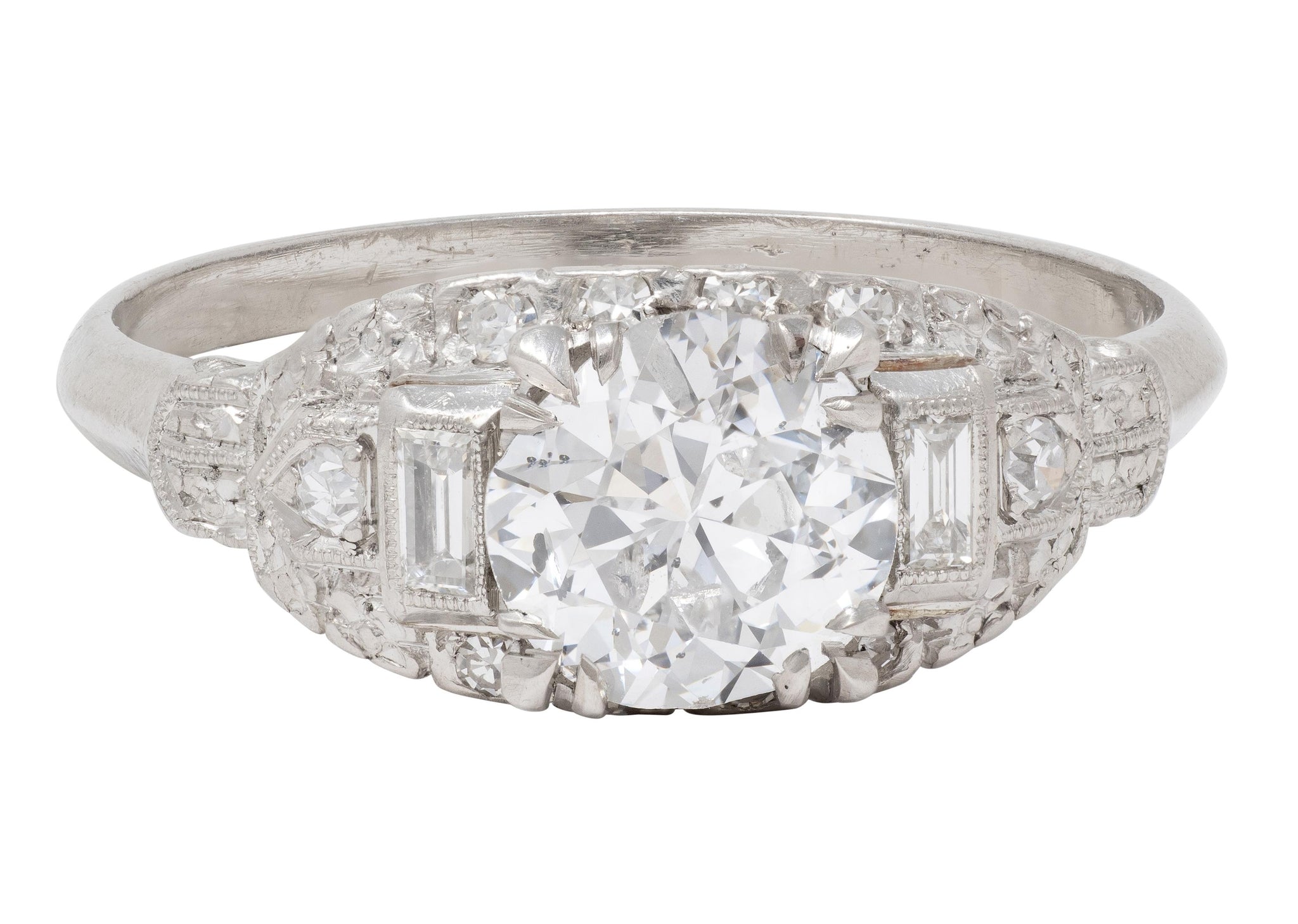Axel Bros. Art Deco 1.35 CTW Old European Cut Diamond Platinum Orange