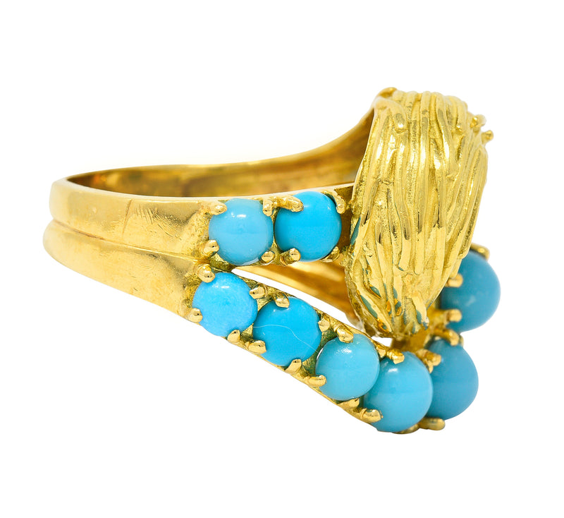 Van Cleef & Arpels 1960's Turquoise 18 Karat Yellow Gold Textured Loop ...