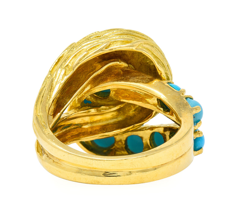 Van Cleef & Arpels 1960's Turquoise 18 Karat Yellow Gold Textured Loop ...