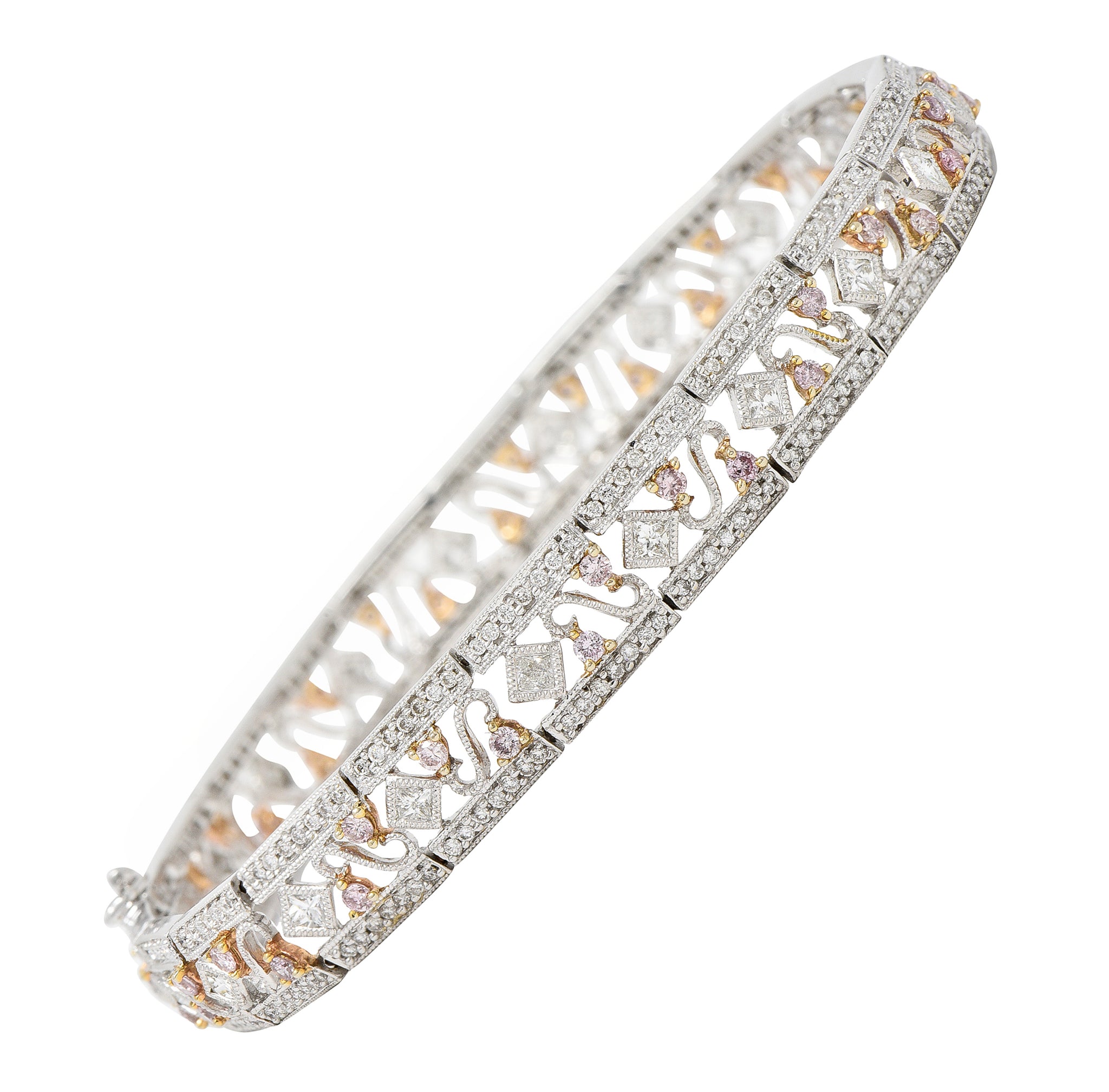 Gregg Ruth Contemporary 2.32 Pink Diamond 18 Karat Two-Tone Gold ...