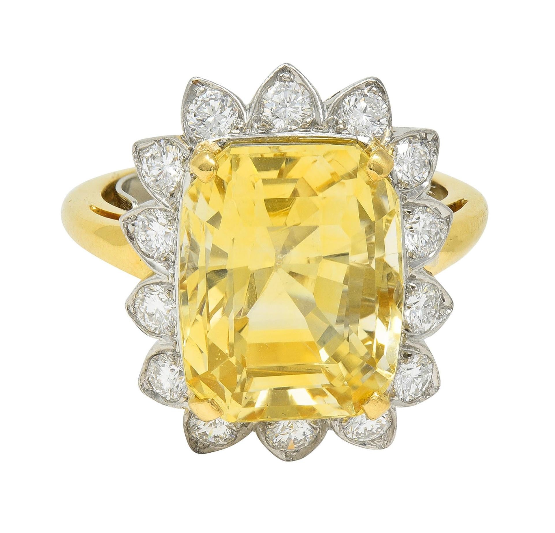 McTeigue & Co. Mid-Century 17.73 CTW No Heat Yellow Ceylon Sapphire Di