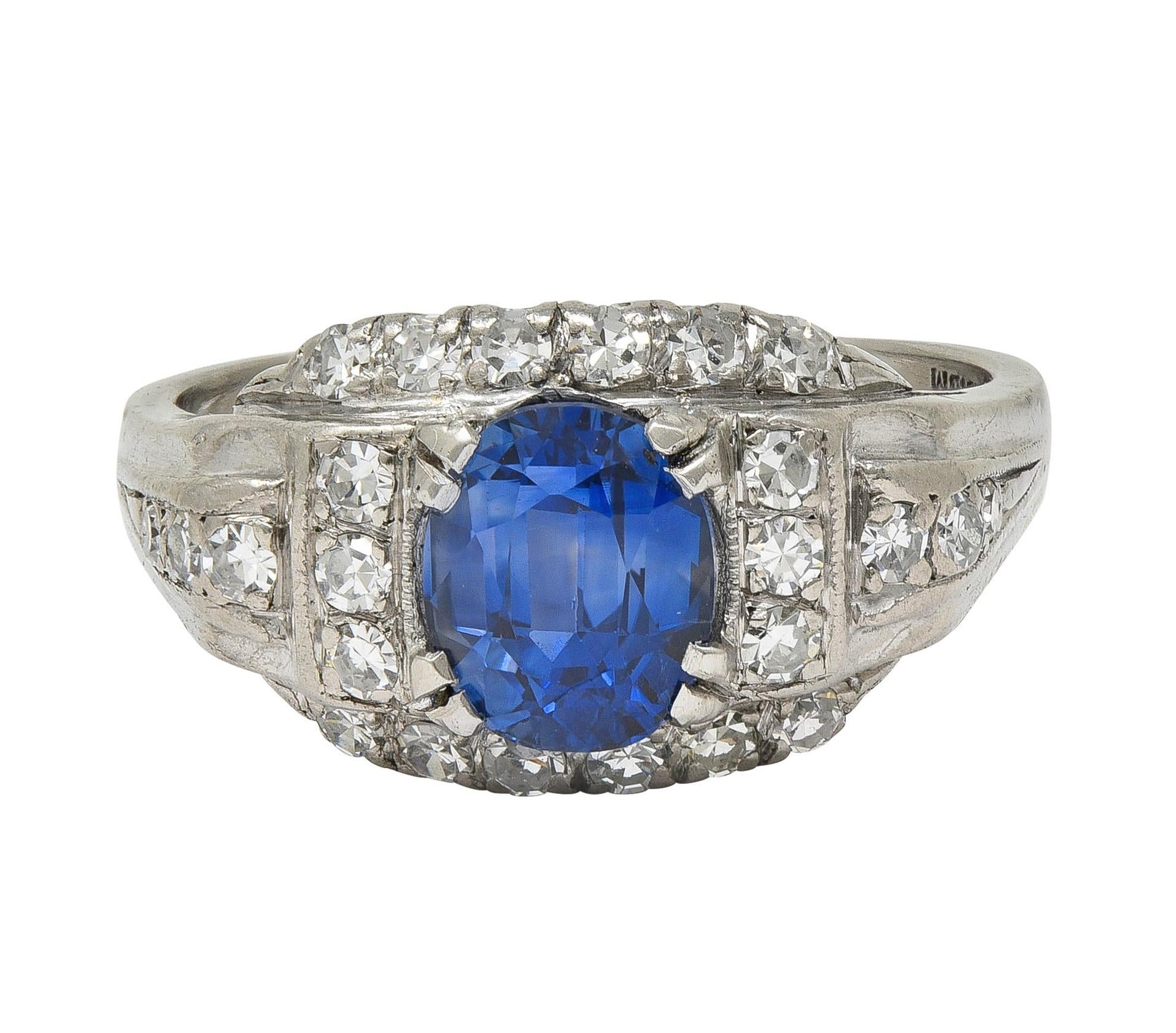 Granat Bros. Mid-Century 2.19 CTW No Heat Sapphire Diamond Platinum Vi