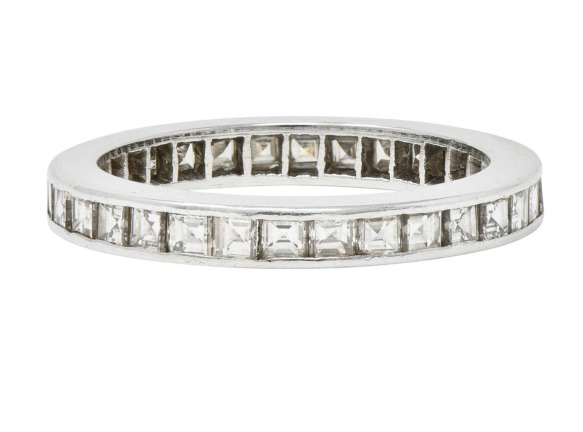 Mid-Century 1.48 Carats Square Step Cut Diamond Platinum Vintage Etern