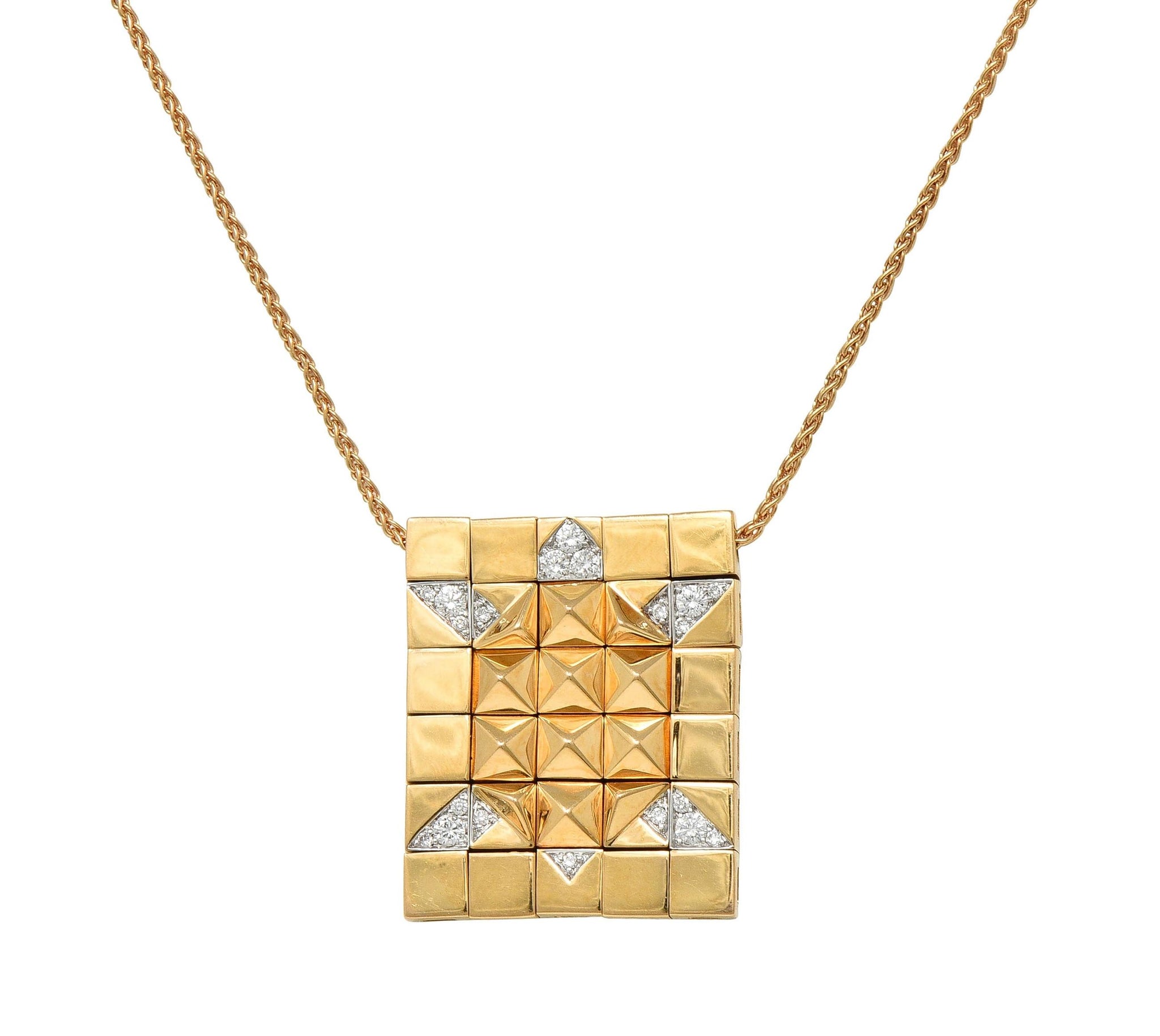 Bulgari Enigma 2000's Diamond 18 Karat Gold Turtle Slide Pendant Neckl