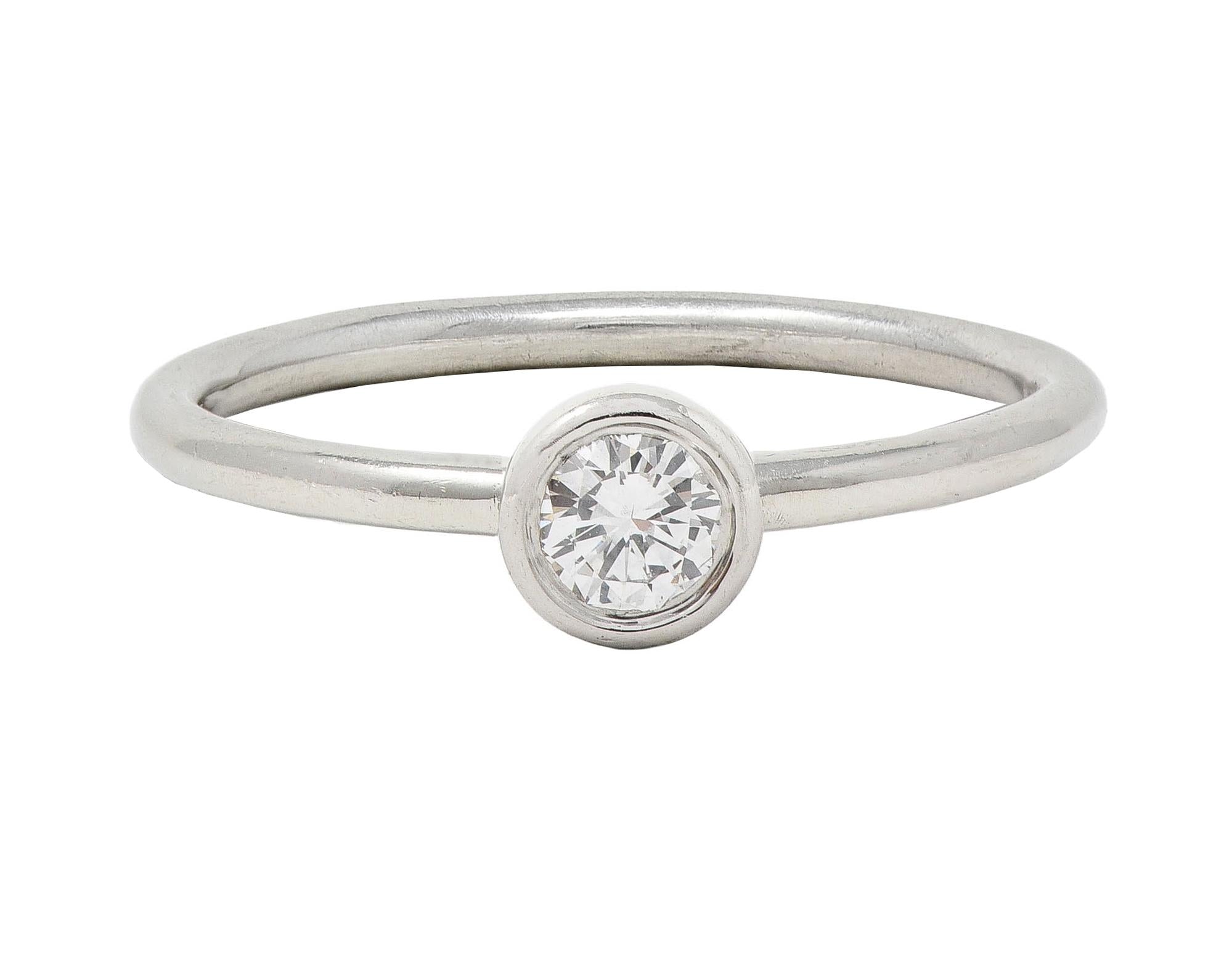 Tiffany & Co. Contemporary Diamond Platinum Bezel Set Bezet Solitaire