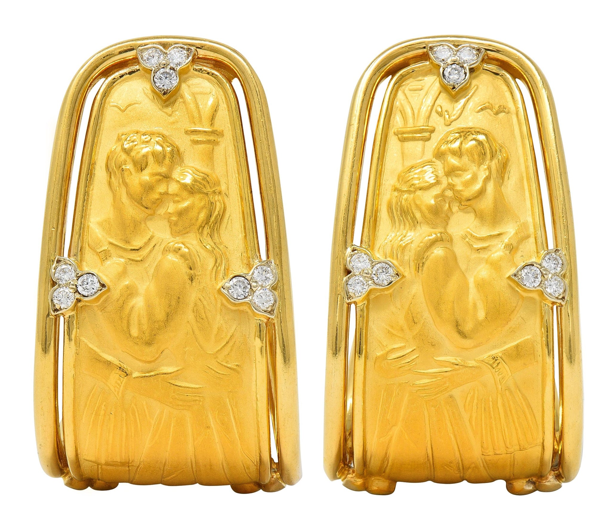 Carrera y Carrera 1990's Diamond 18 Karat Yellow Gold Romeo & Juliet J