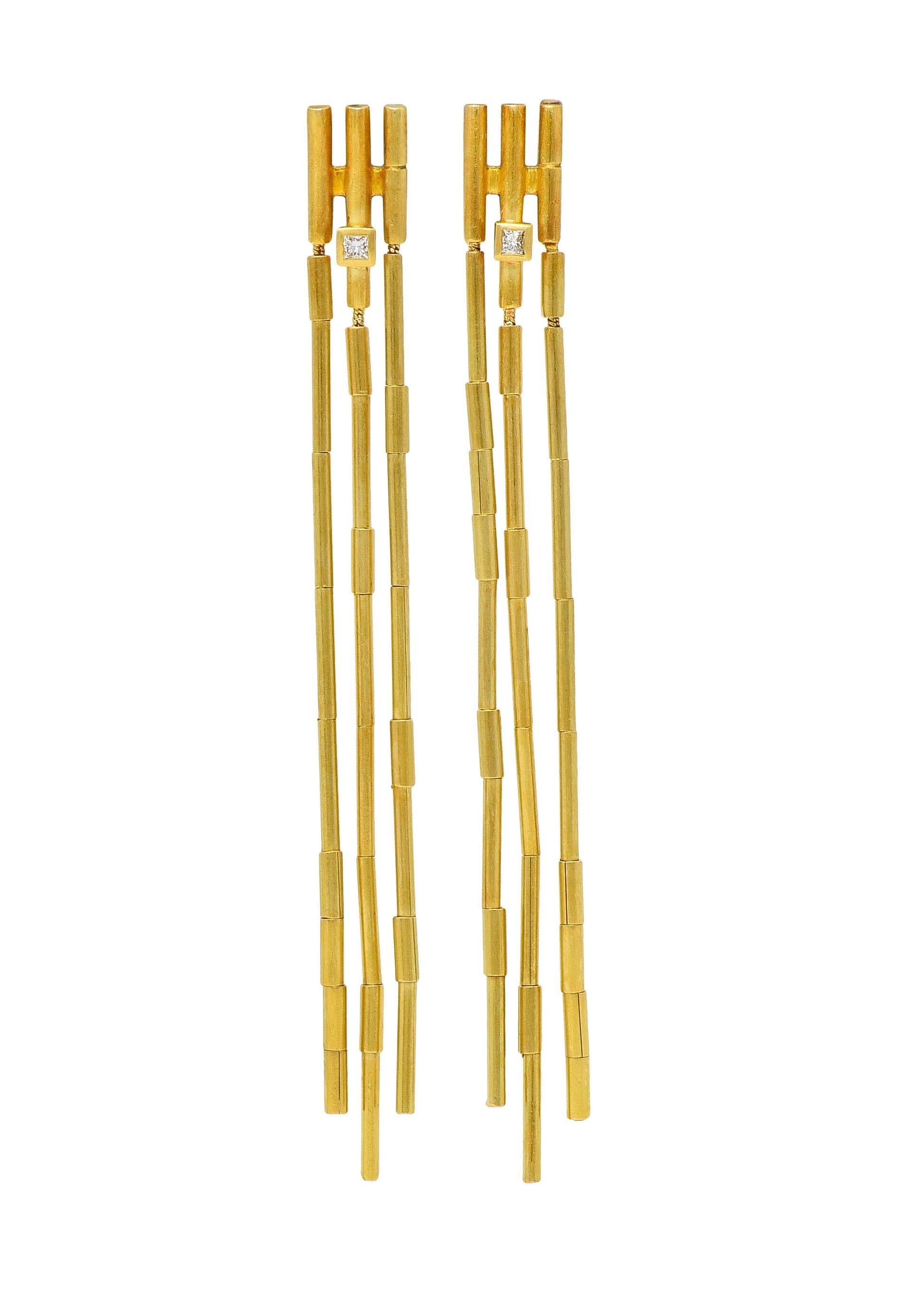 H. Stern Diamond 18 Karat Yellow Gold Fringe Fluid Gold Bead Drop Earr