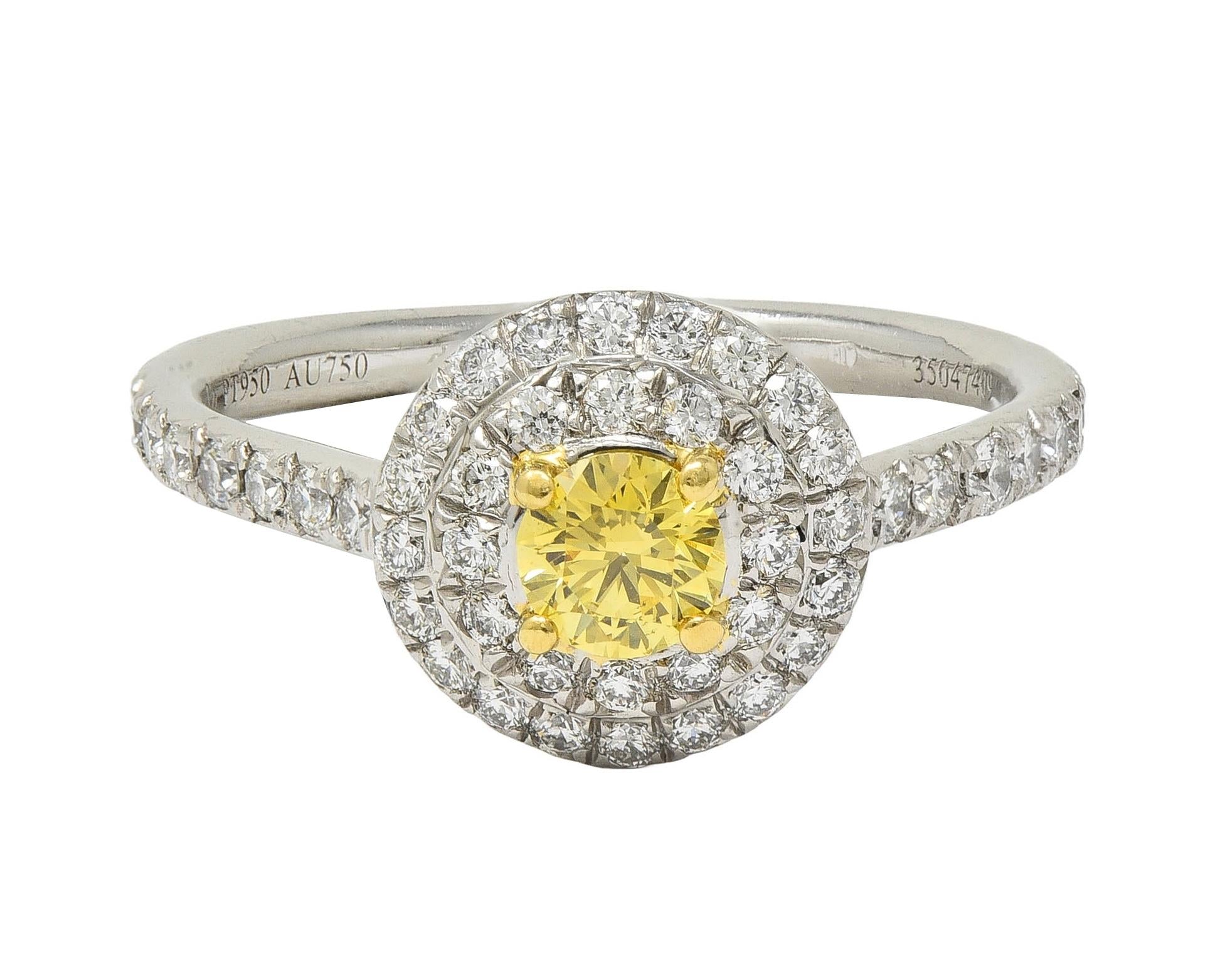 Tiffany & Co. Fancy Vivid Yellow Diamond Platinum 18 Karat Yellow Gold
