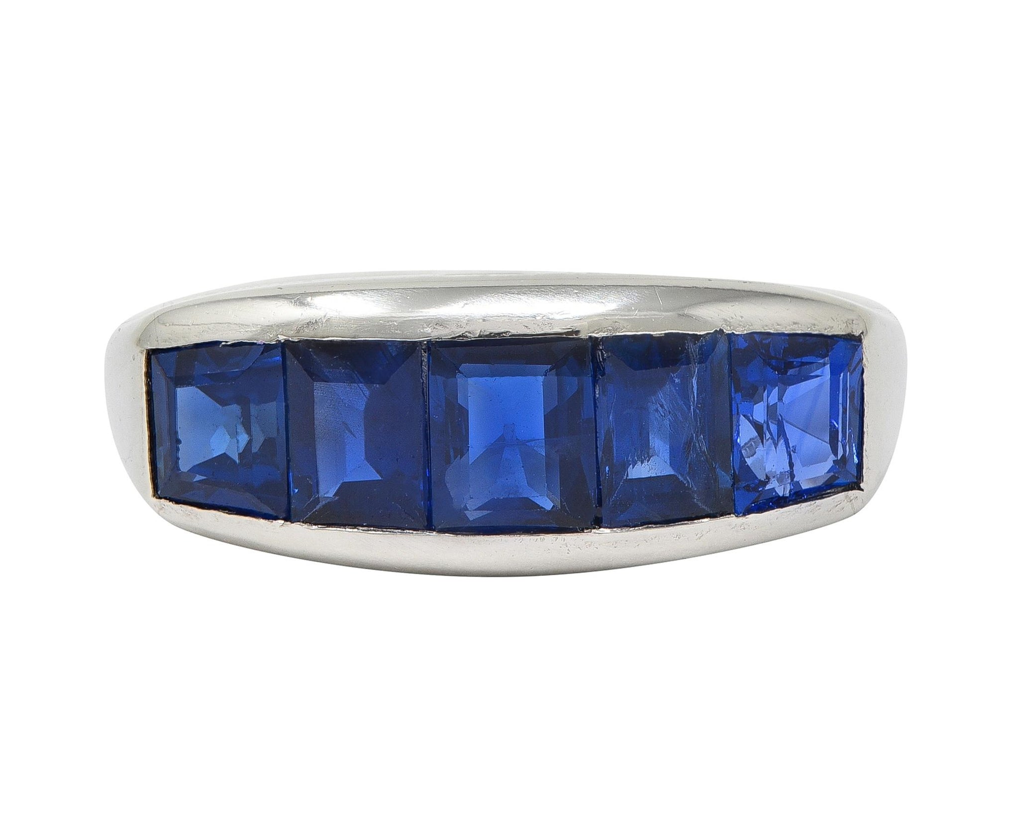 Mid-Century 1.95 CTW Sapphire Platinum Vintage Channel Stacking Band R