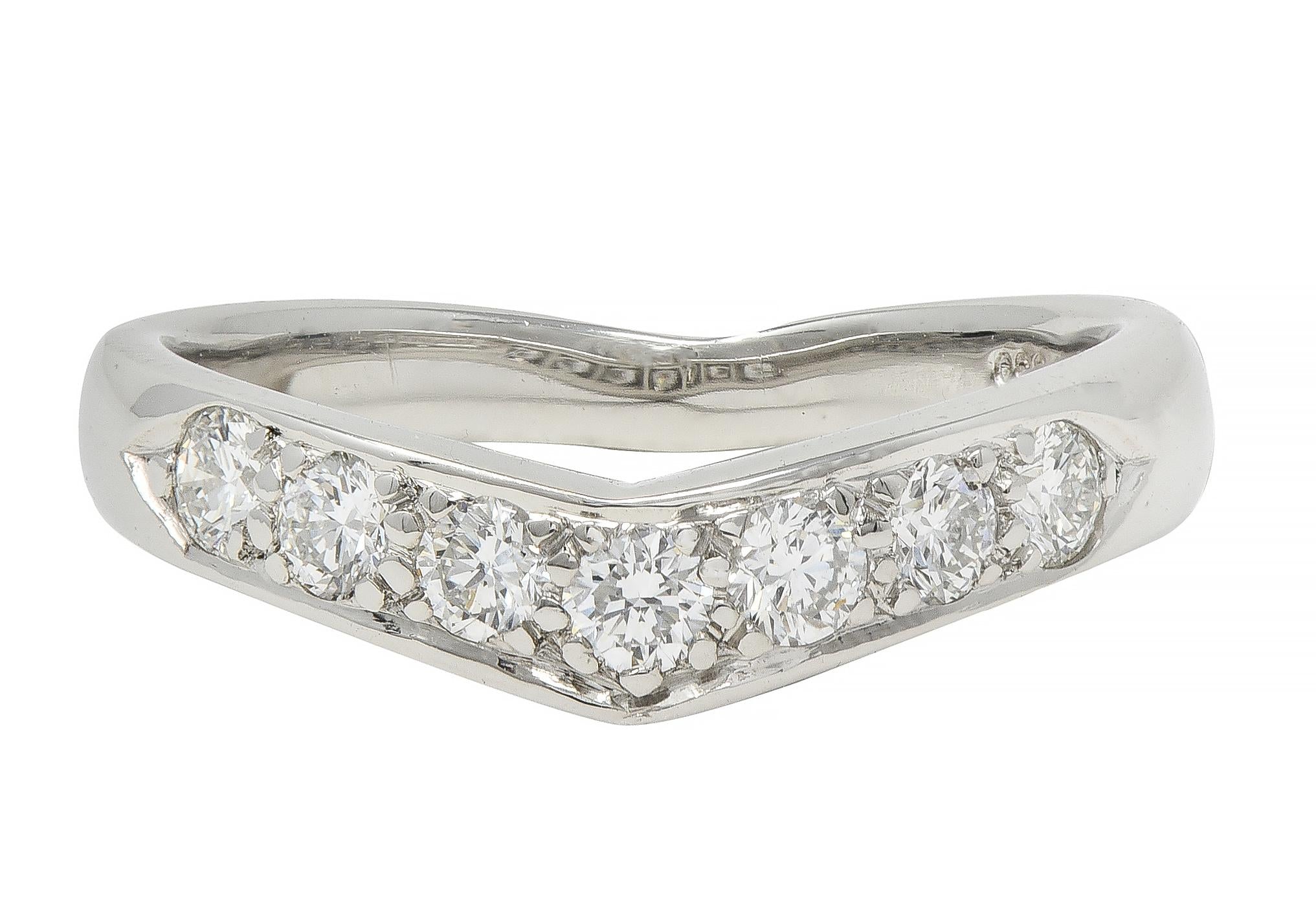 Tiffany & Co. Contemporary Diamond Platinum Gold Chevron V Band Ring
