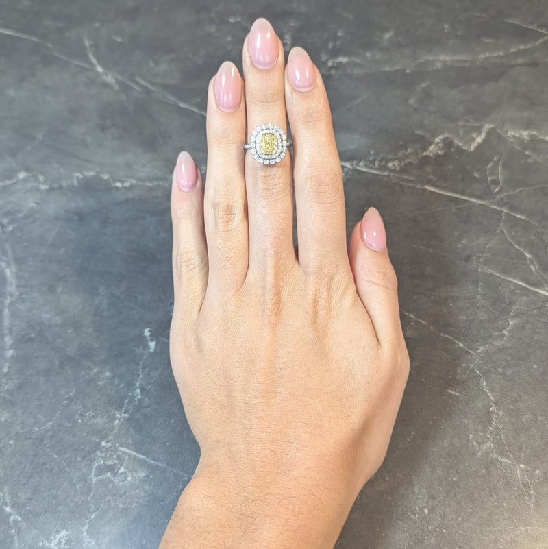 Tiffany & Co. 1.87 CTW Fancy Yellow Diamond Platinum 18 Karat Soleste ...