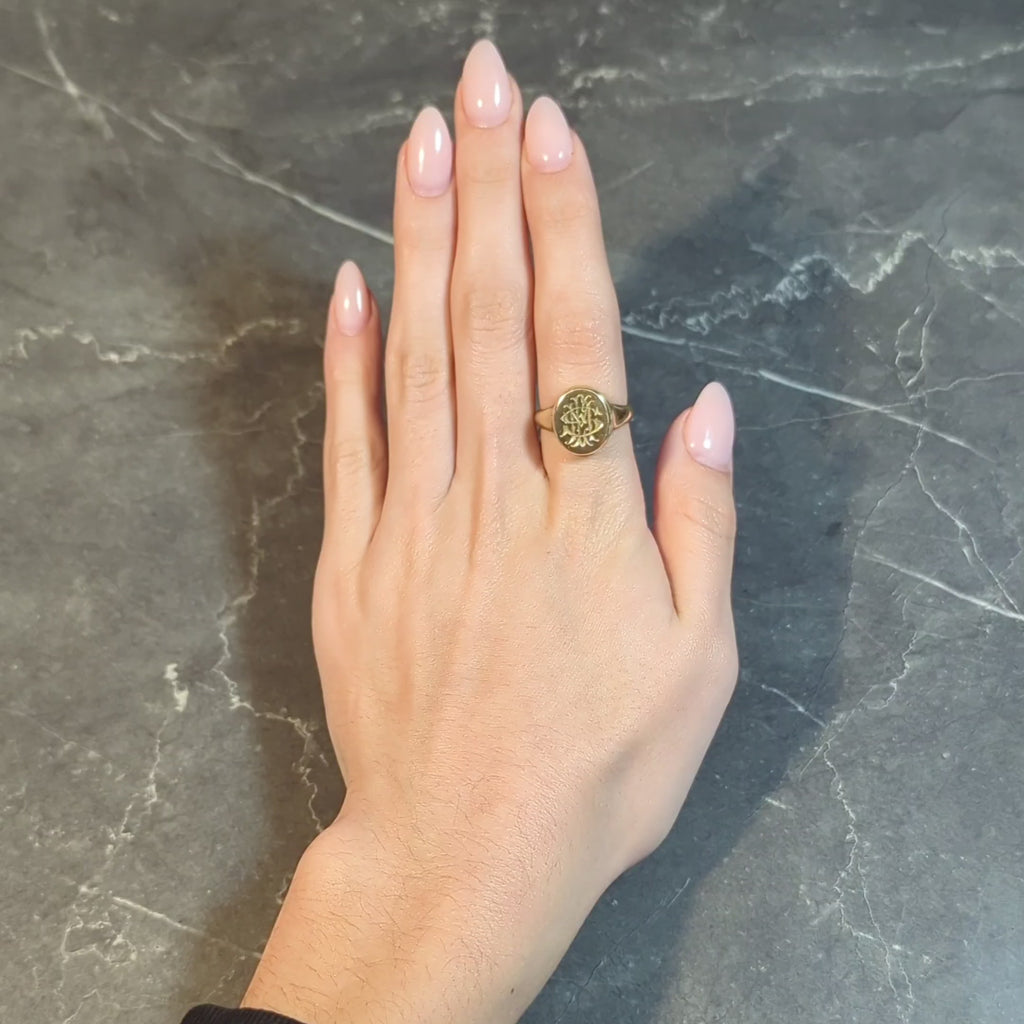 Antique 18 Karat Yellow Gold Monogram Signet Poison Hidden Compartment ...