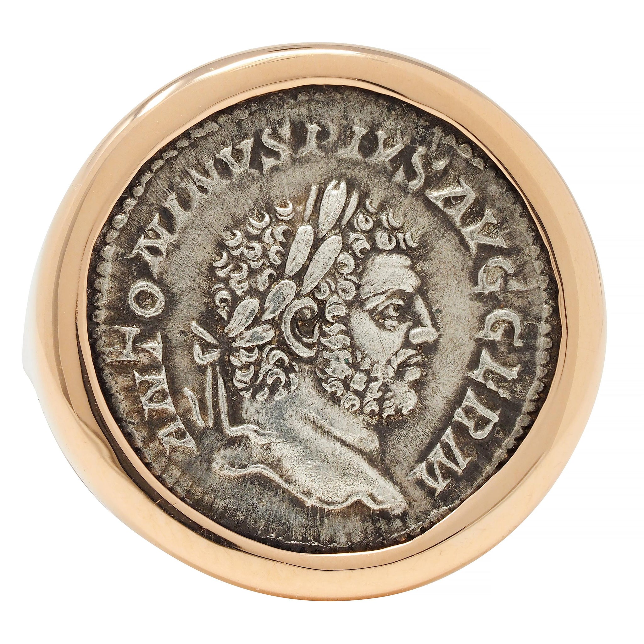 Bulgari Ancient Coin 18 Karat Rose Gold Monete Roman Unisex Signet Rin
