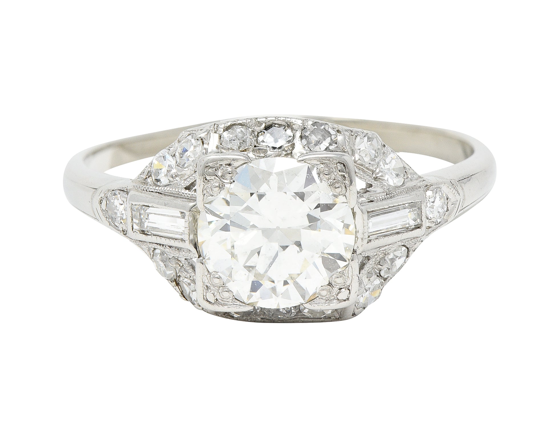 Art Deco 1.71 CTW Diamond Platinum Geometric Alternative Engagement Cl