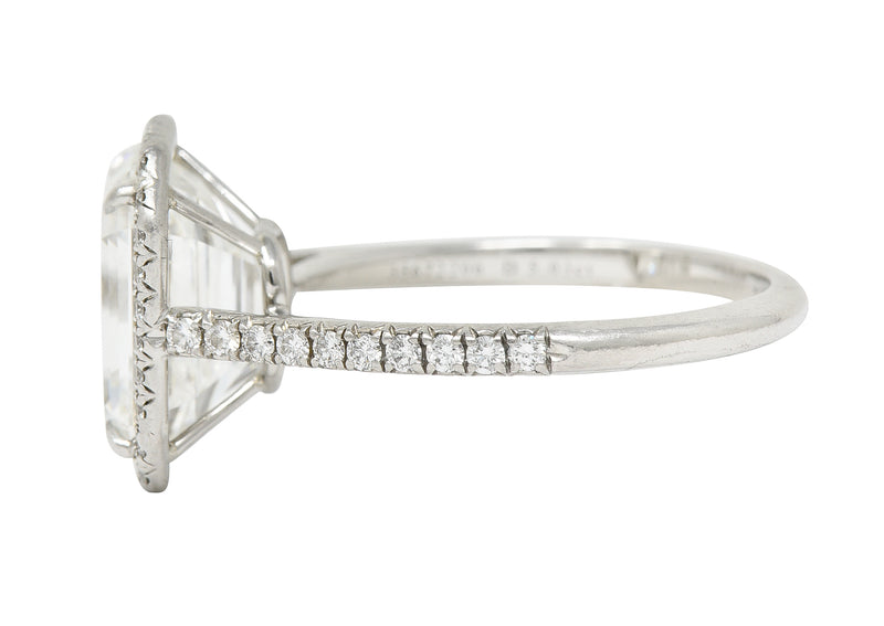Tiffany & Co. 5.35 CTW Emerald Cut Diamond Platinum Soleste Halo ...