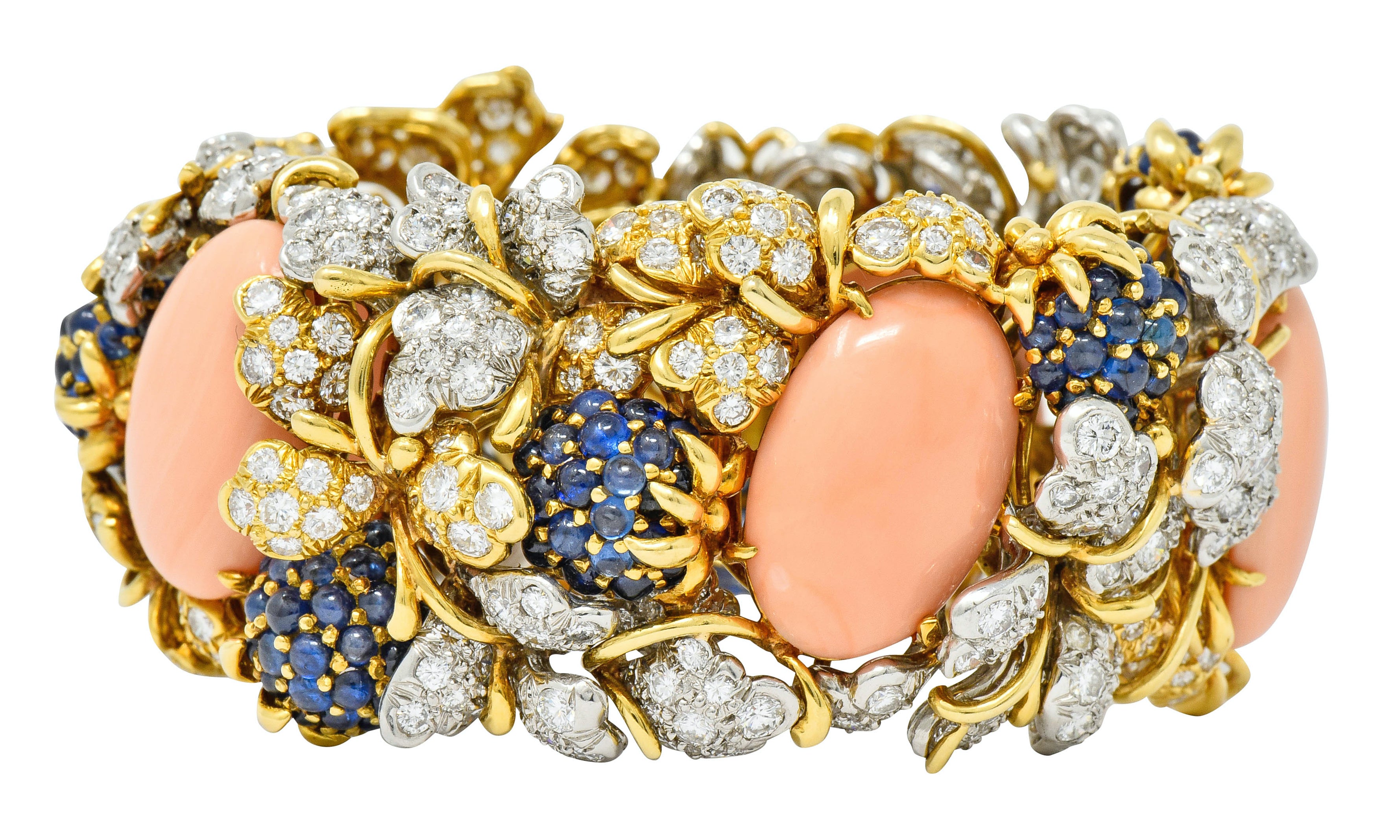 Tiffany & Co. Donald Claflin Diamond Sapphire Coral Platinum 18 Karat ...