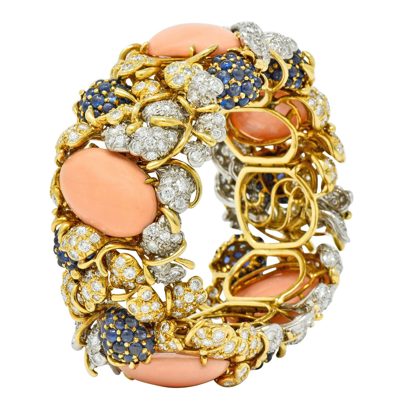 Tiffany & Co. Donald Claflin Diamond Sapphire Coral Platinum 18 Karat ...