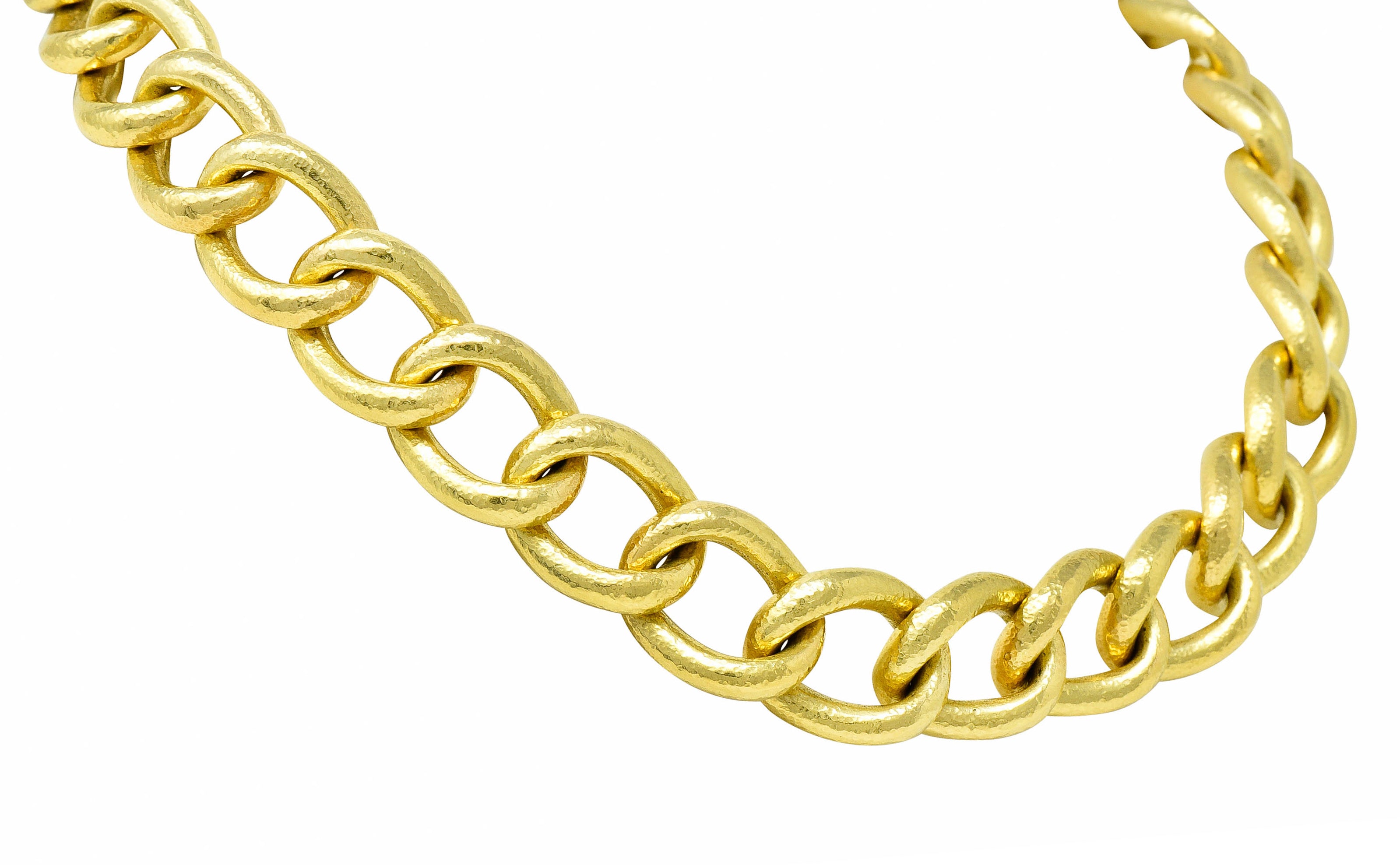 Elizabeth Locke Sapphire 18 Karat Gold Substantial Curb Link Chain ...