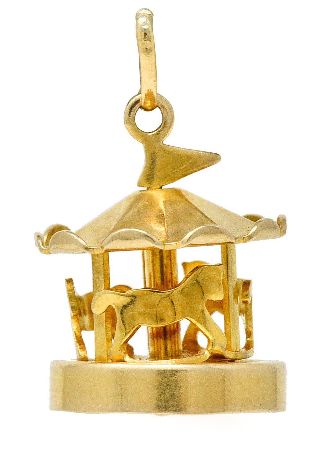 1940’s Retro 14 Karat Gold Spinning Carousel Charm