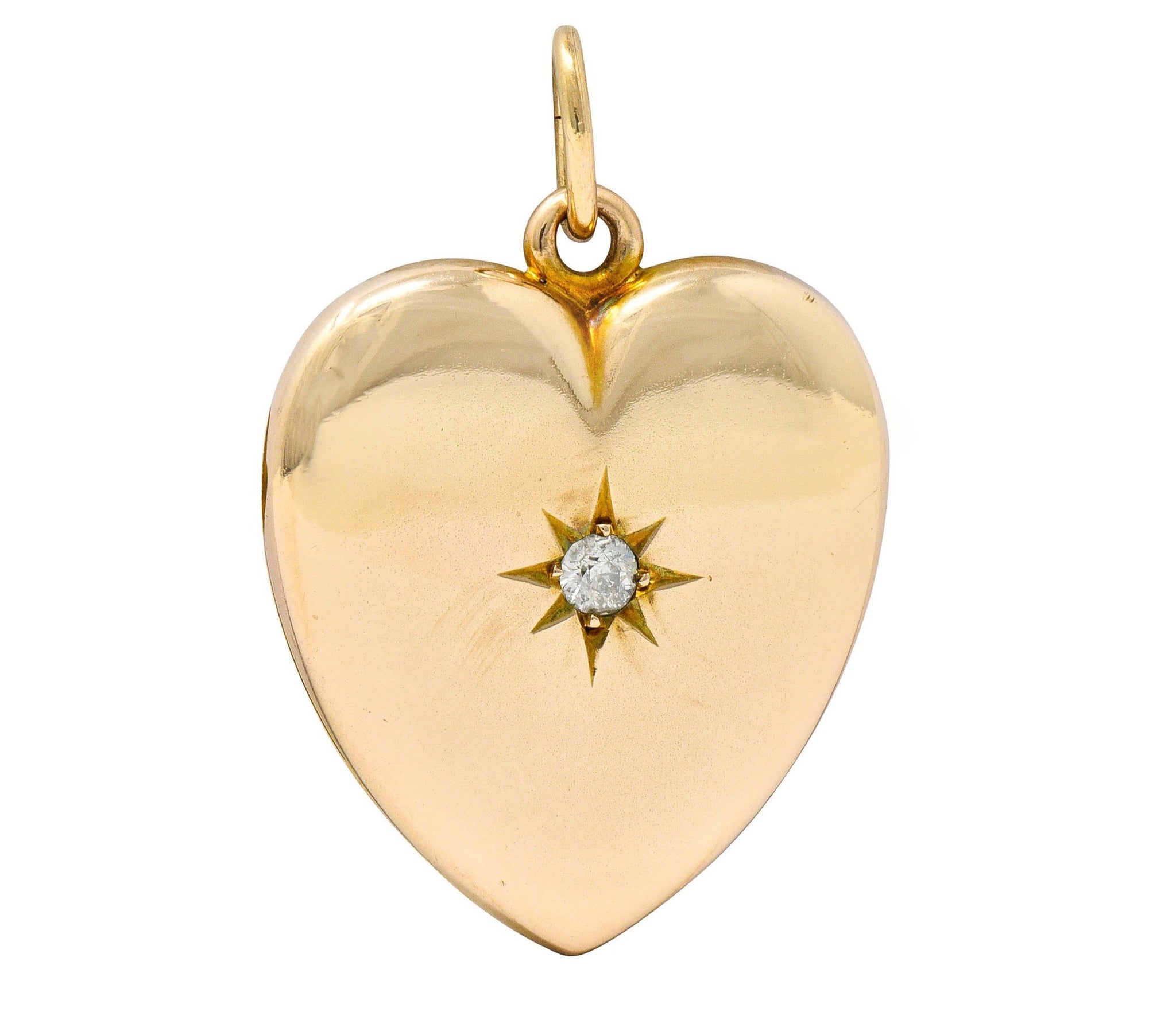 Victorian Old Mine Diamond 14 Karat Gold Heart Locket Pendant