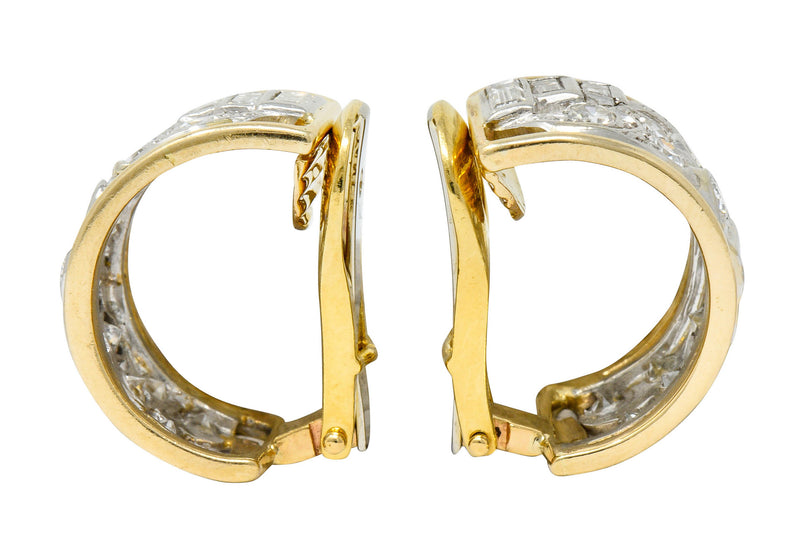 Wander France 2.00 CTW Diamond Platinum 18 Karat Gold J Hoop Earrings ...