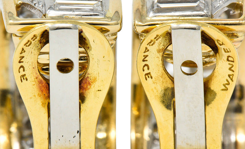 Wander France 2.00 CTW Diamond Platinum 18 Karat Gold J Hoop Earrings ...