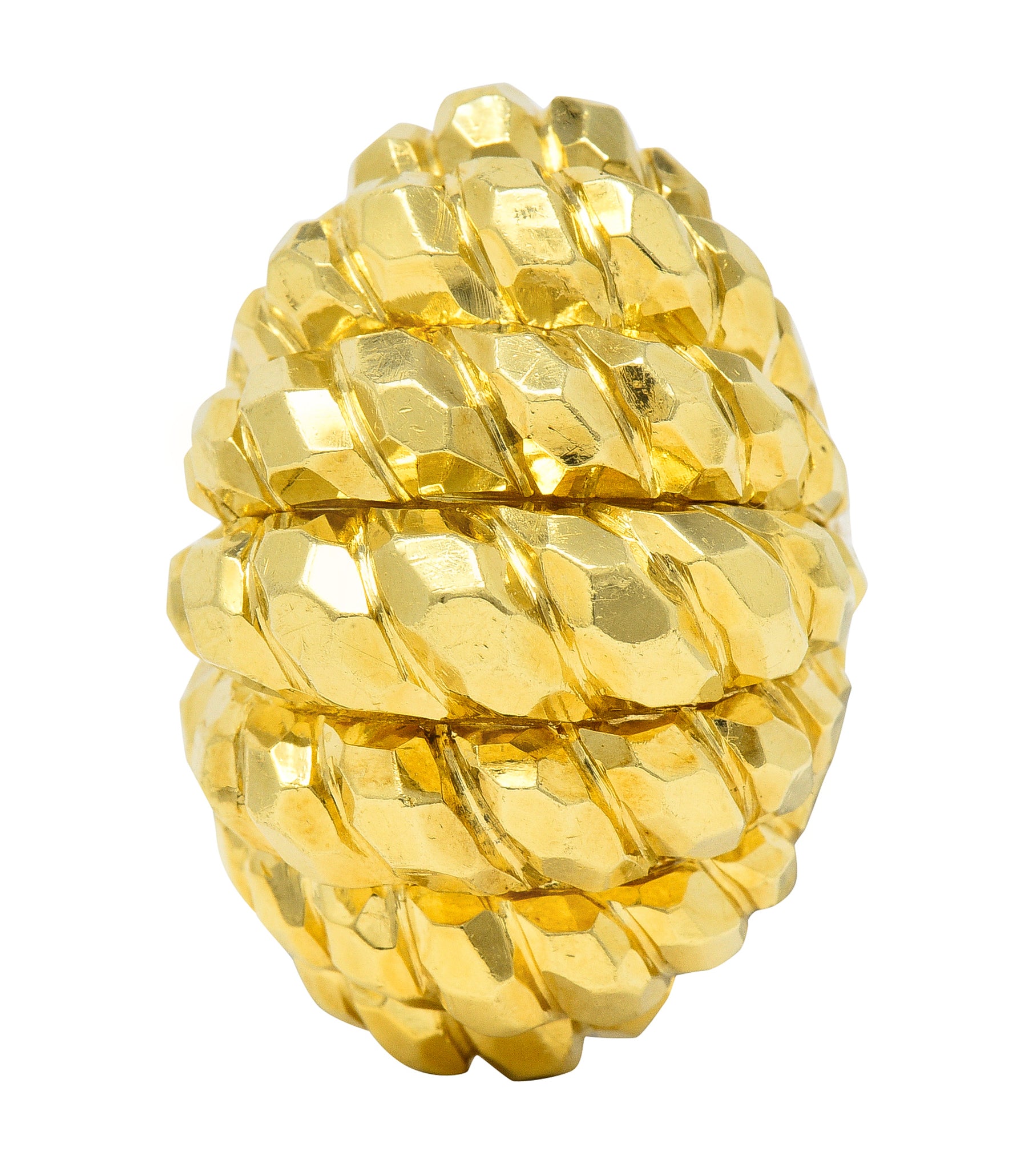 Henry Dunay 1970’s 18 Karat Yellow Gold Faceted Vintage Dome Ring
