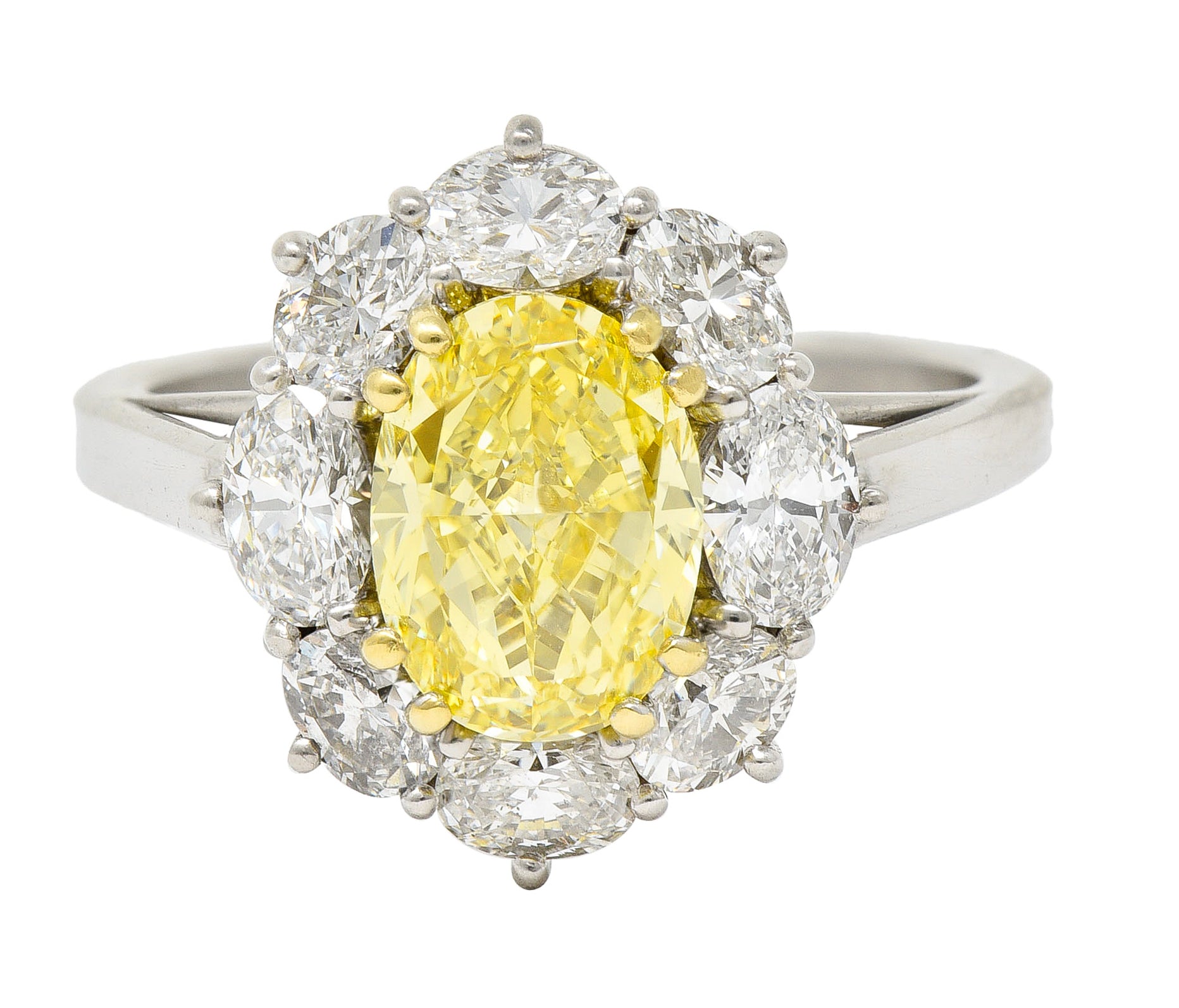 Vintage 3.27 CTW Oval Cut Fancy Intense Yellow Diamond Platinum 18 ...