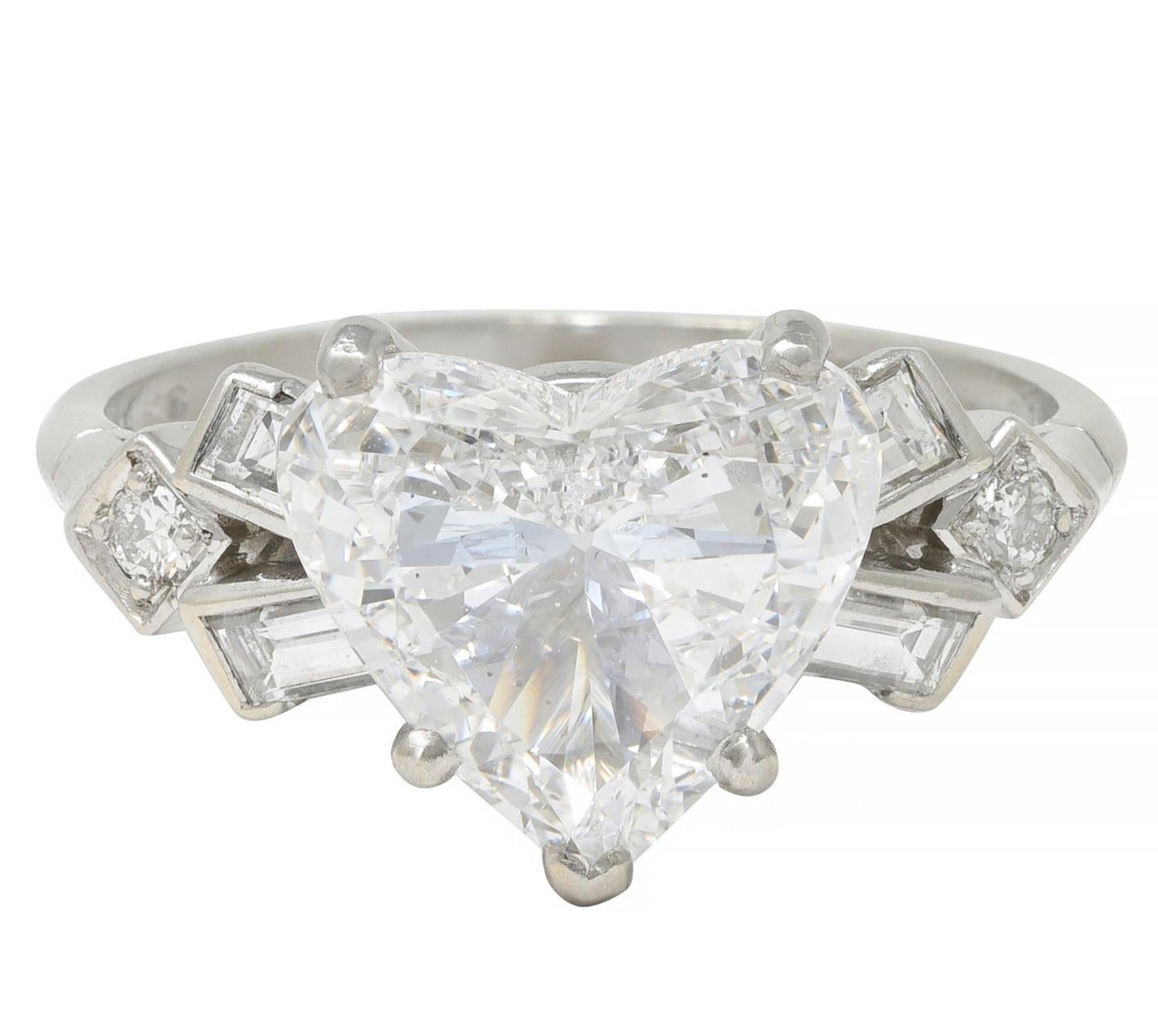 Birks Maison Mid-Century 2.88 CTW Heart Cut Diamond Platinum Vintage E