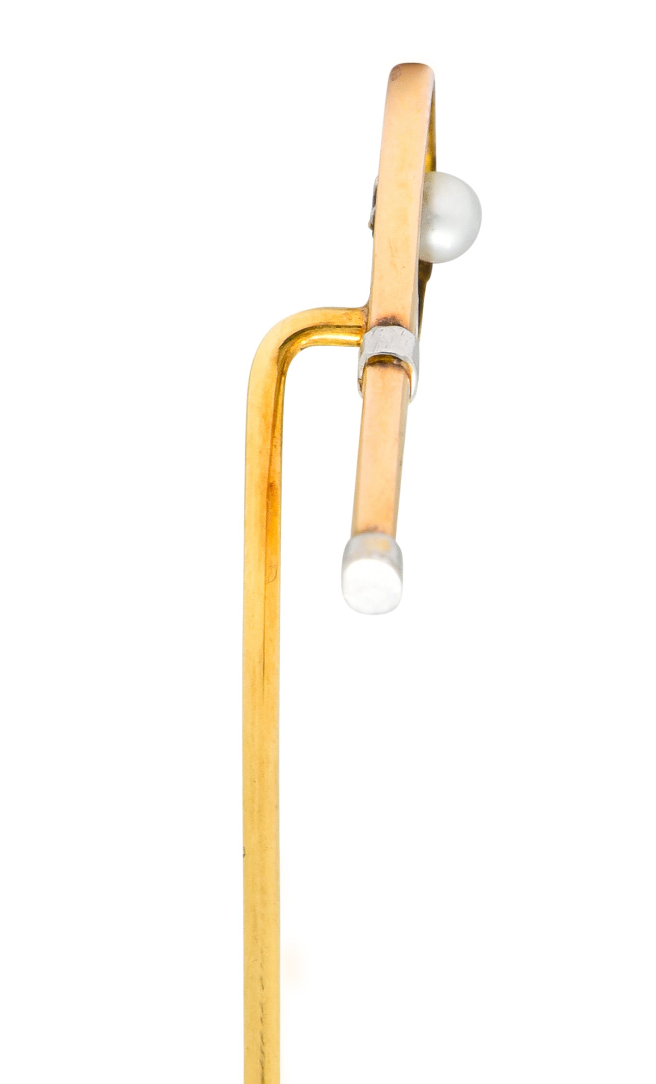 Edwardian Pearl Platinum-Topped 14 Karat Rose Gold Tennis Racket ...