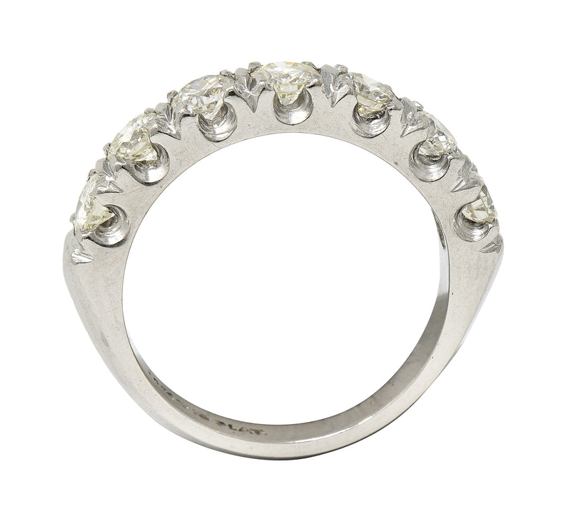 Mid-Century 1.05 CTW Transitional Cut Diamond Platinum Fishtail Vintage ...