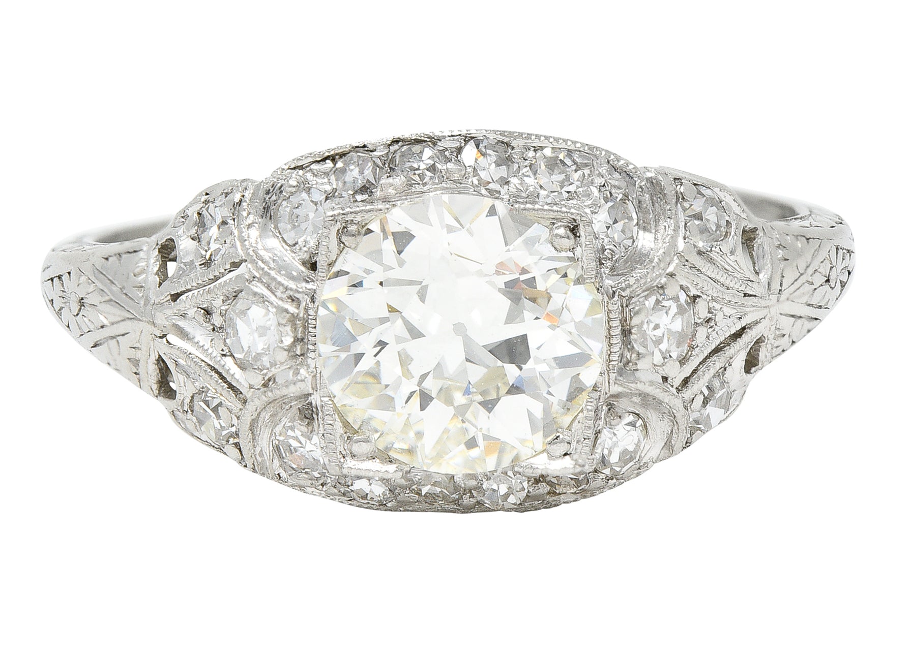 Art Deco 1.52 CTW Old European Cut Diamond Platinum Orange Blossom ...