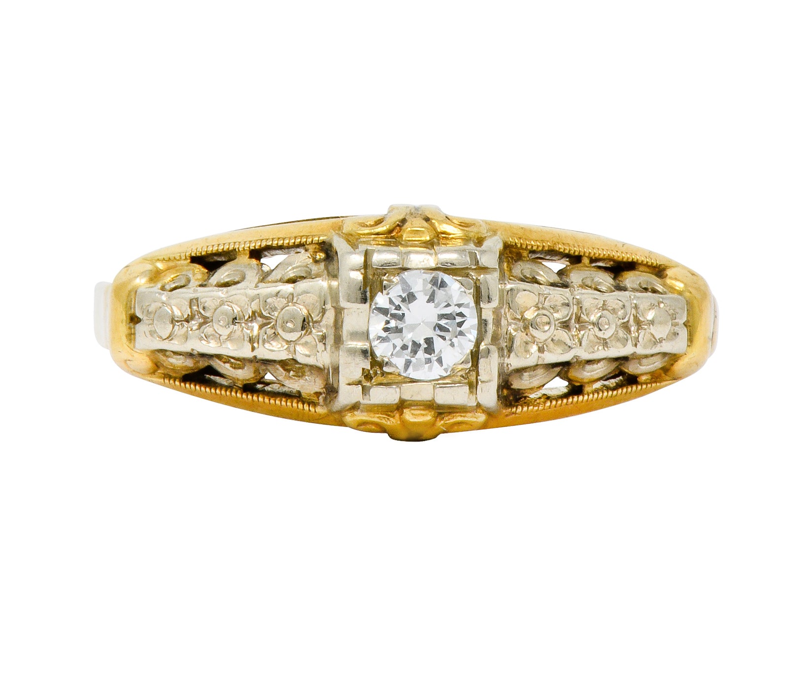 Granat Brothers Diamond 14 Karat Two-Tone Gold Orange Blossom ...