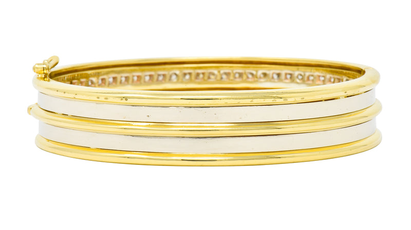 Vintage 5.00 CTW Diamond 18 Karat Two-Tone Gold Double Row Hinged Bangle Bracelet | Wilson's ...