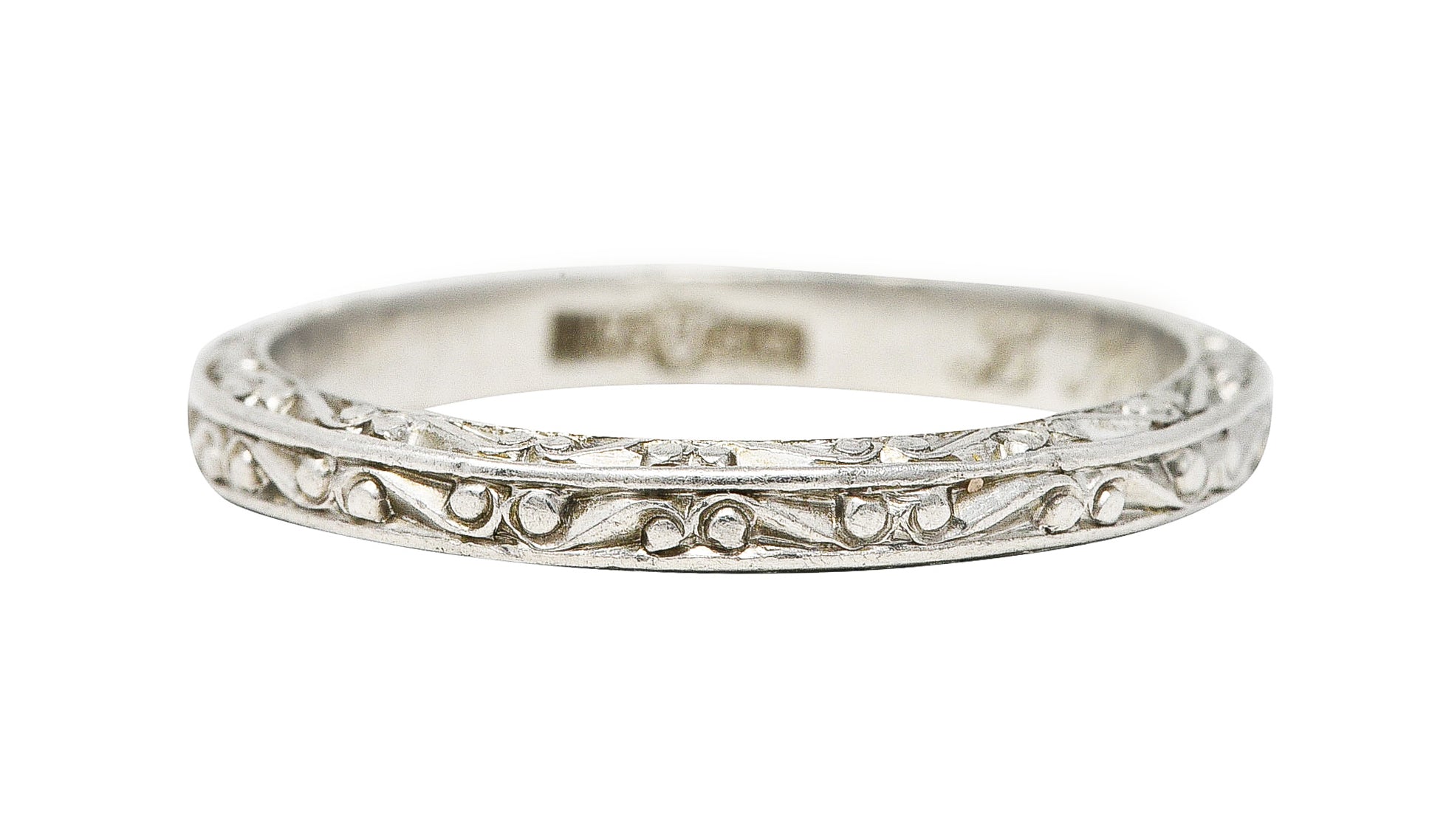 Abel Bros. 1919 Art Deco Scrolling Garland Wedding Antique Band Ring
