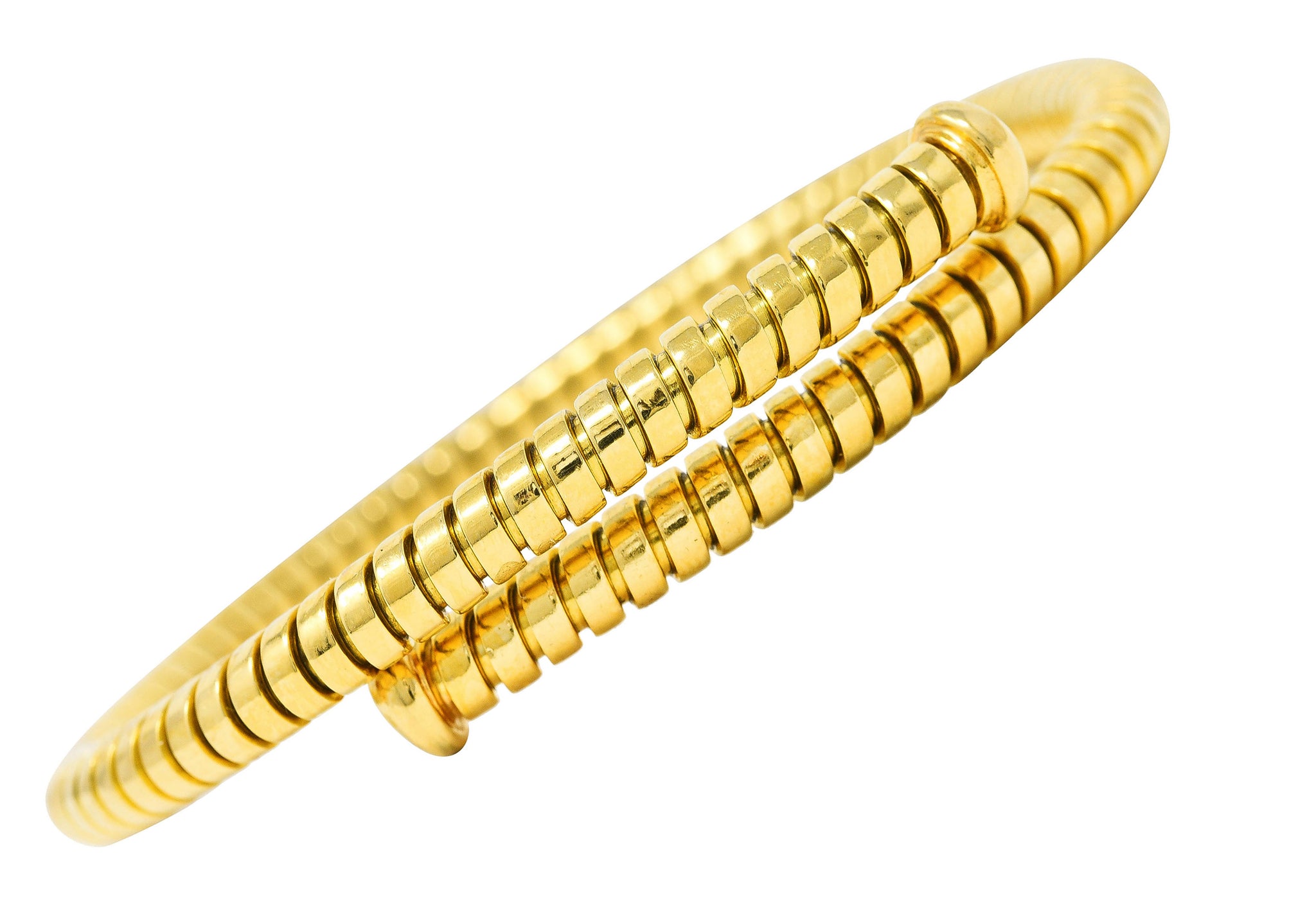 Bulgari 1990’s 18 Karat Yellow Gold Tubogas Wrap Vintage Cuff Bracelet