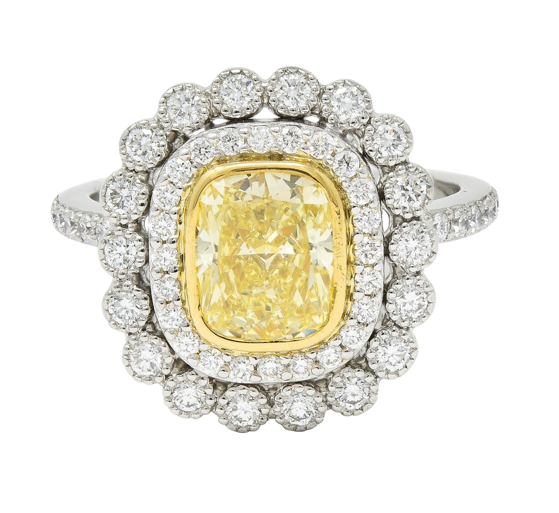 Tiffany & Co. 1.87 CTW Fancy Yellow Diamond Platinum 18 Karat Soleste