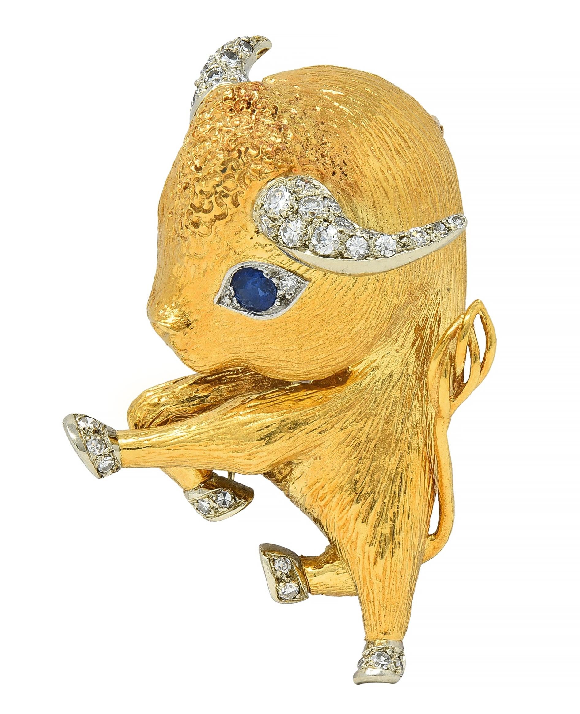 Van Cleef & Arpels Paris Diamond Sapphire Platinum 18 Karat Gold Vinta