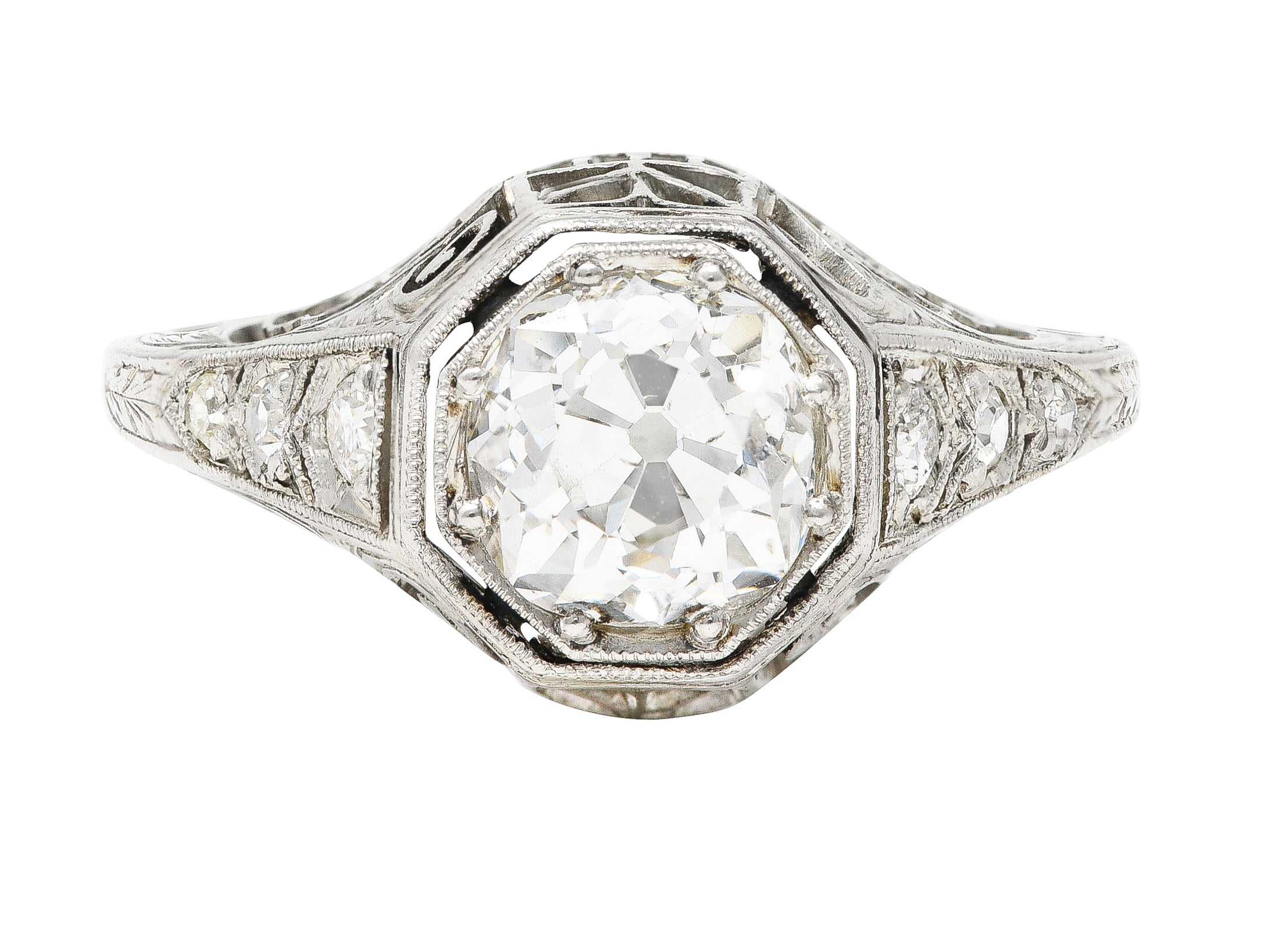 Early Art Deco 1.20 CTW Old European Cut Diamond Platinum Swirl Antique ...