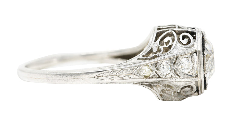 Early Art Deco 1.20 CTW Old European Cut Diamond Platinum Swirl Antique ...