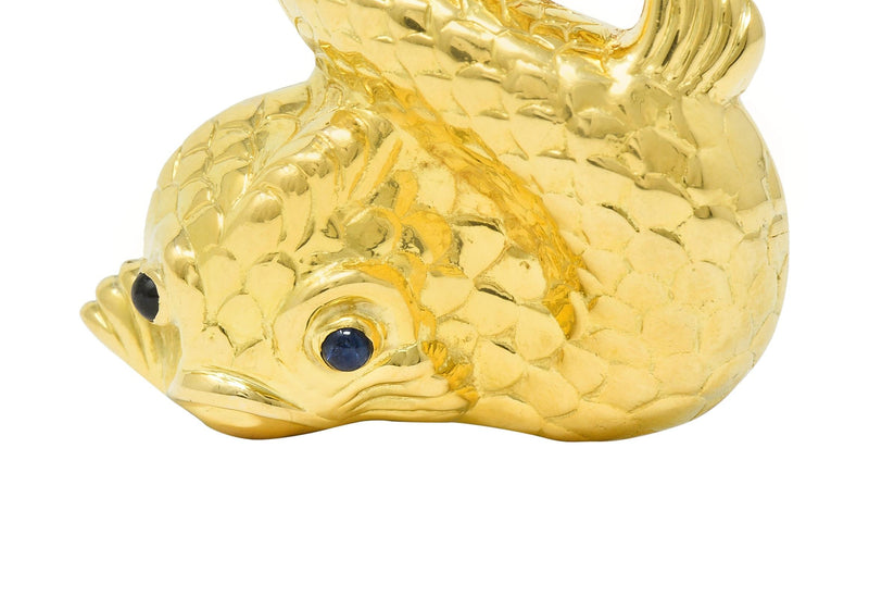 Tiffany & Co. 1950's Sapphire 18 Karat Yellow Gold Vintage Koi Fish ...