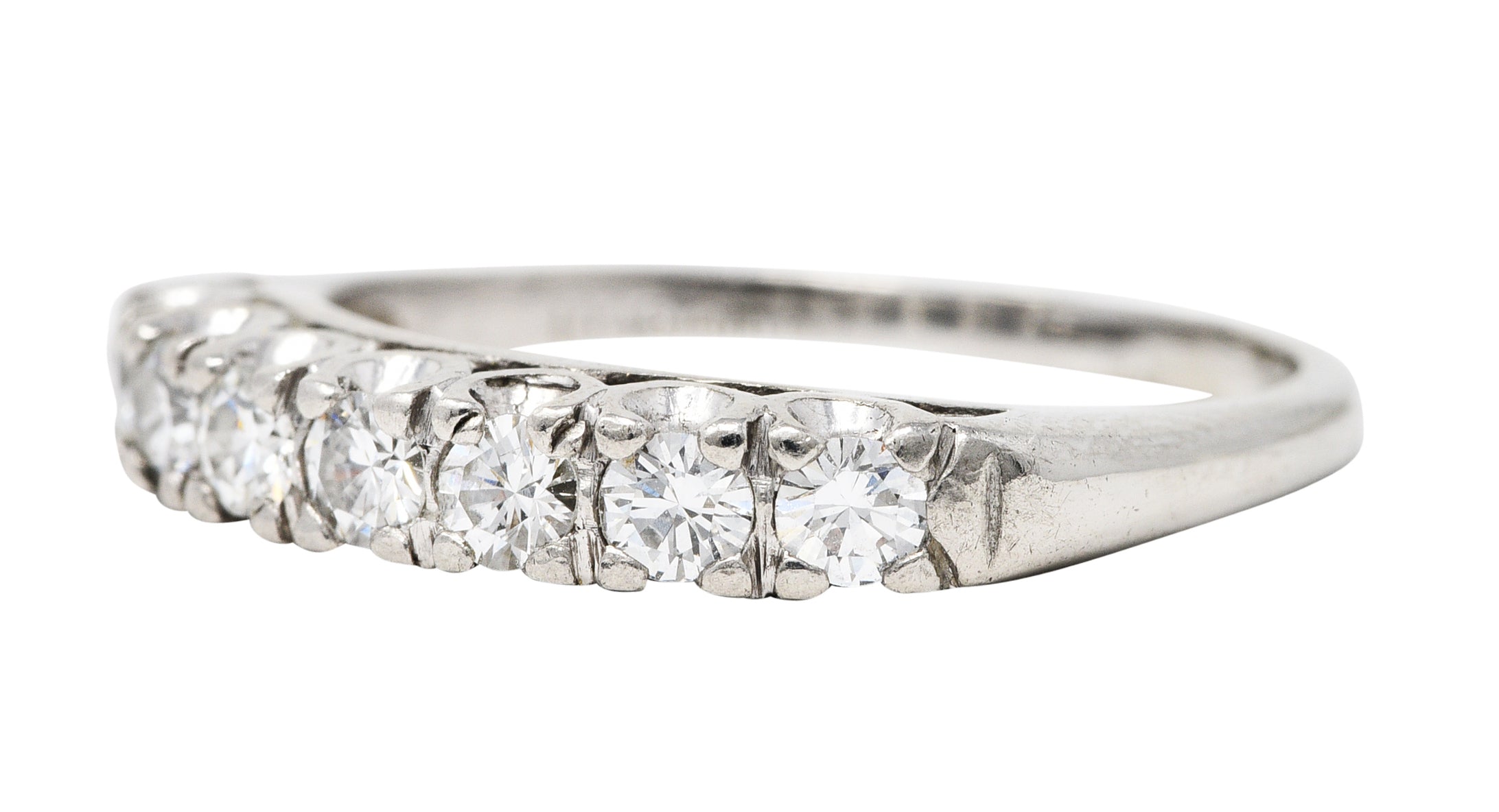 Mid-Century 0.50 CTW Diamond Platinum Fishtail Ring | Wilson's Estate ...