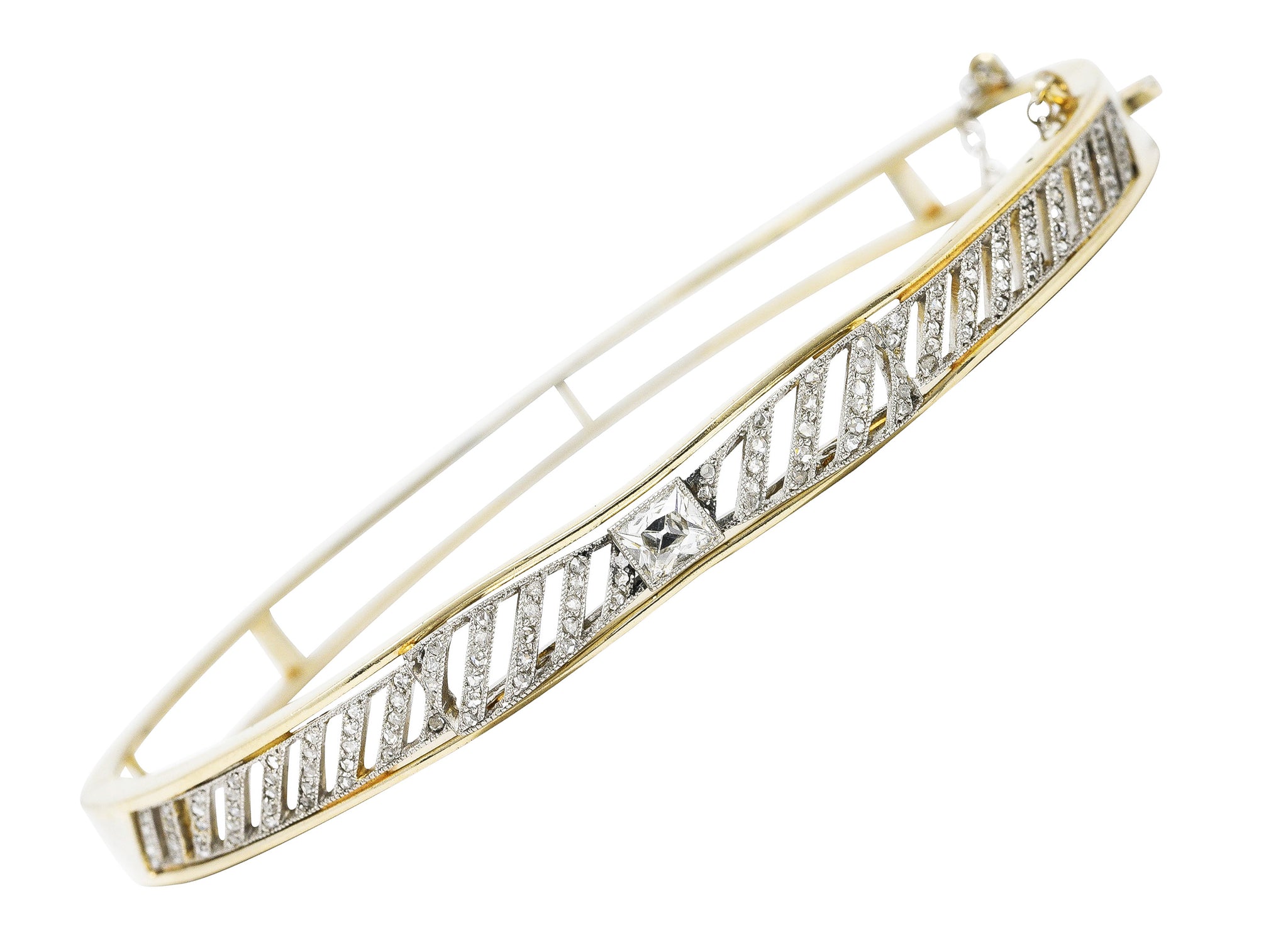 Edwardian 1.04 CTW French Cut Diamond Platinum-Topped 14 Karat Yellow ...