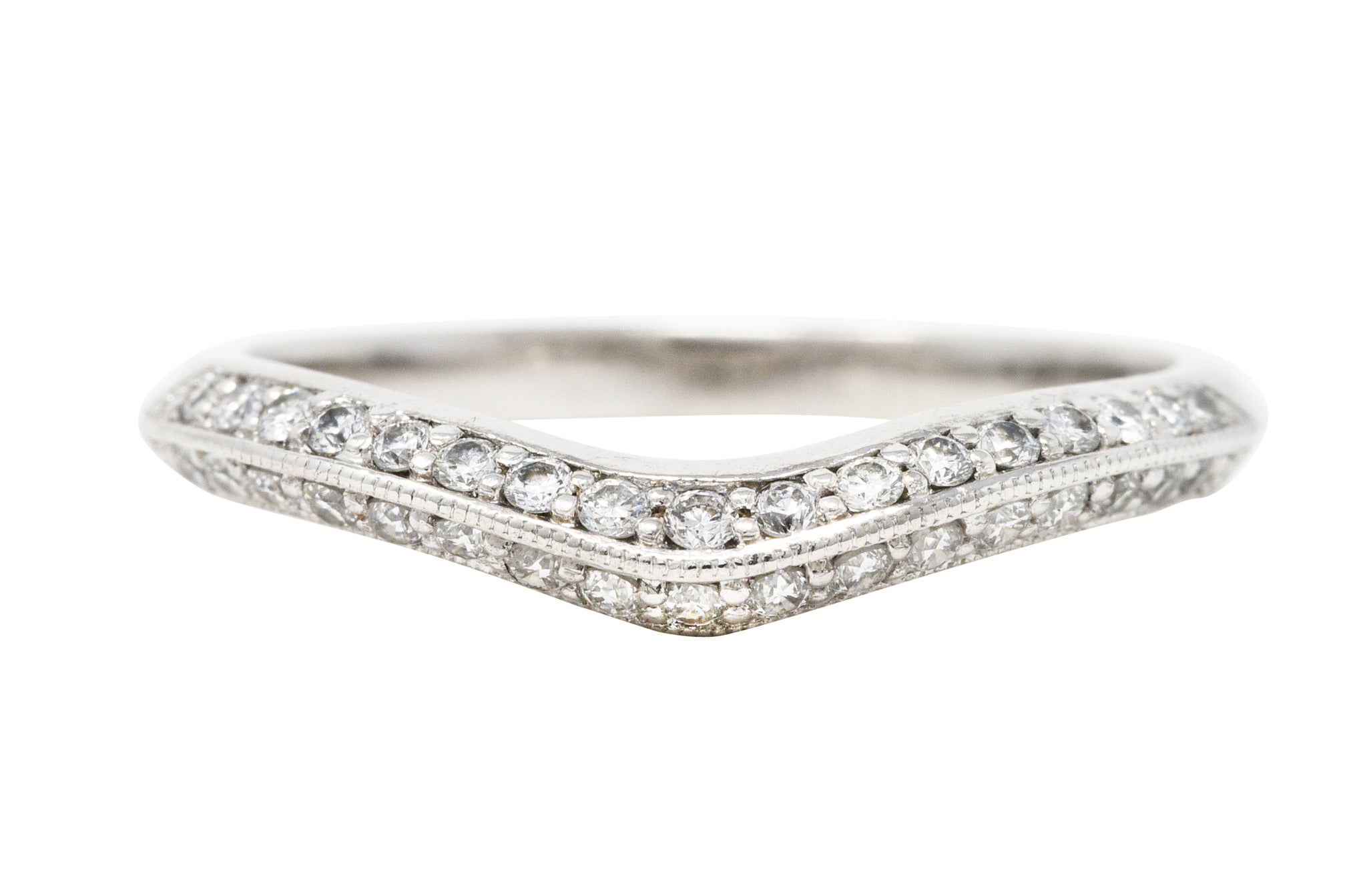 Contour 0.50 CTW Diamond Platinum Chevron Band Ring